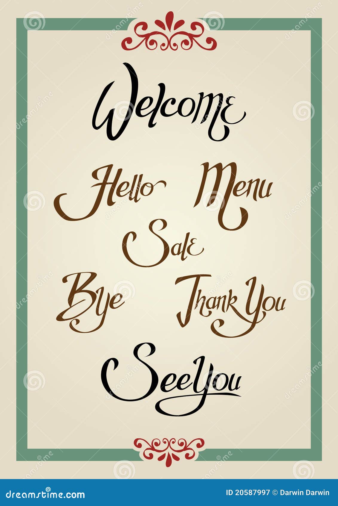 Calligraphic Greeting Sign stock vector. Illustration of design - 20587997