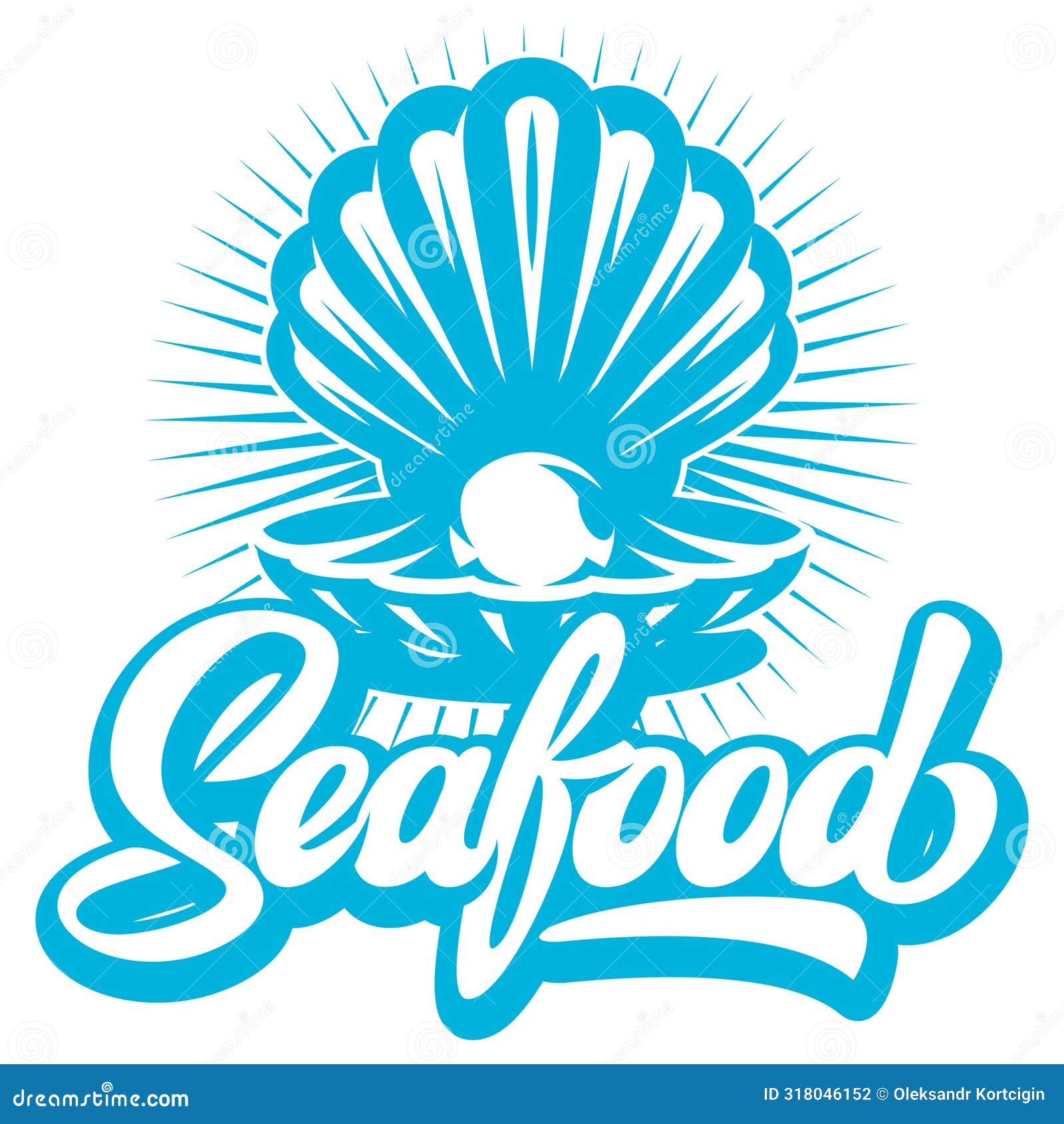 Calligraphic Inscription Seafood with Pearl Shell. Vector Illustration ...