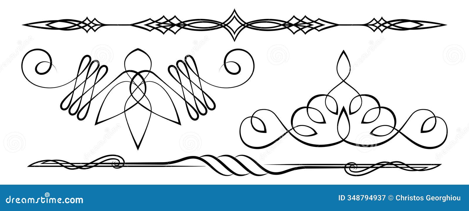 Calligraphic Line Calligraphy Patterns Motifs Stock Illustration ...