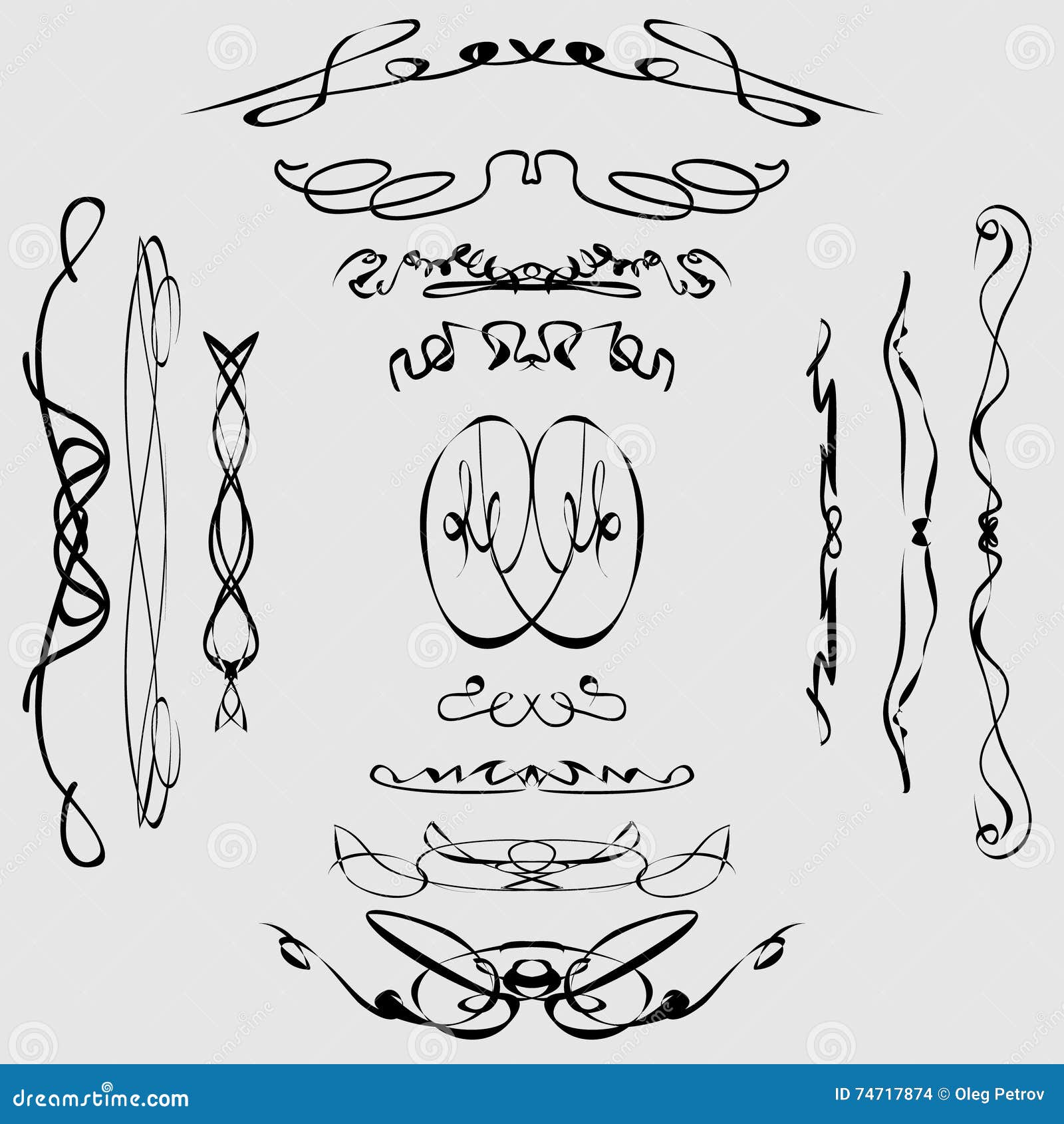 Calligraphic lines stock vector. Illustration of classic - 74717874