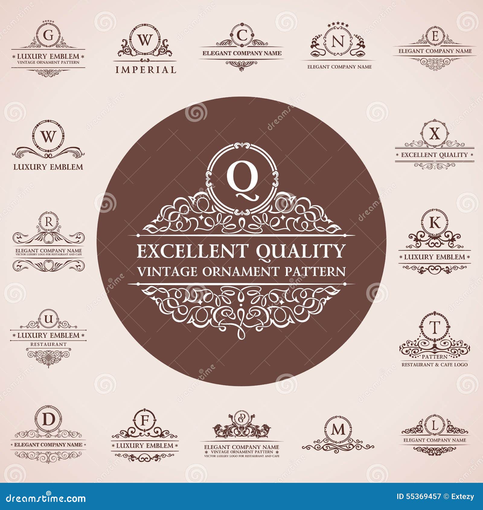 Calligraphic Logos Set. Vintage Template Pattern Stock Vector ...