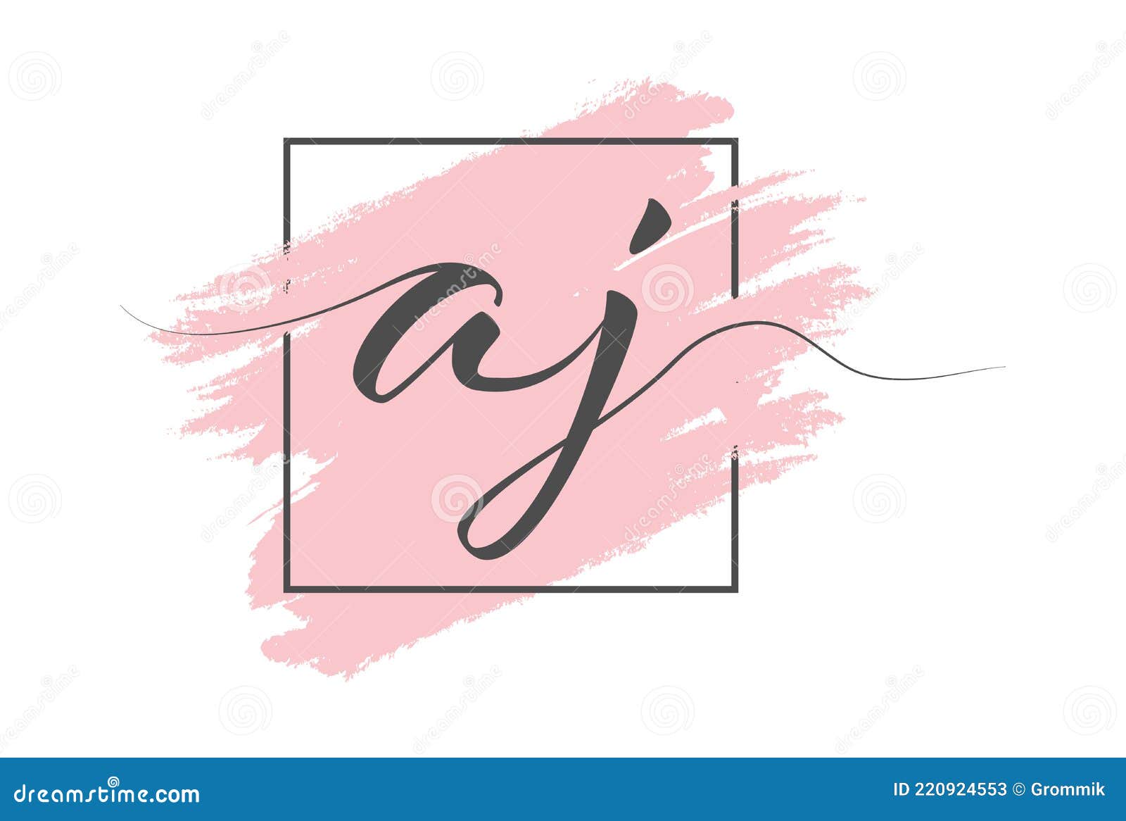Calligraphic Lowercase Letters AJ on a Colored Background in a Frame ...