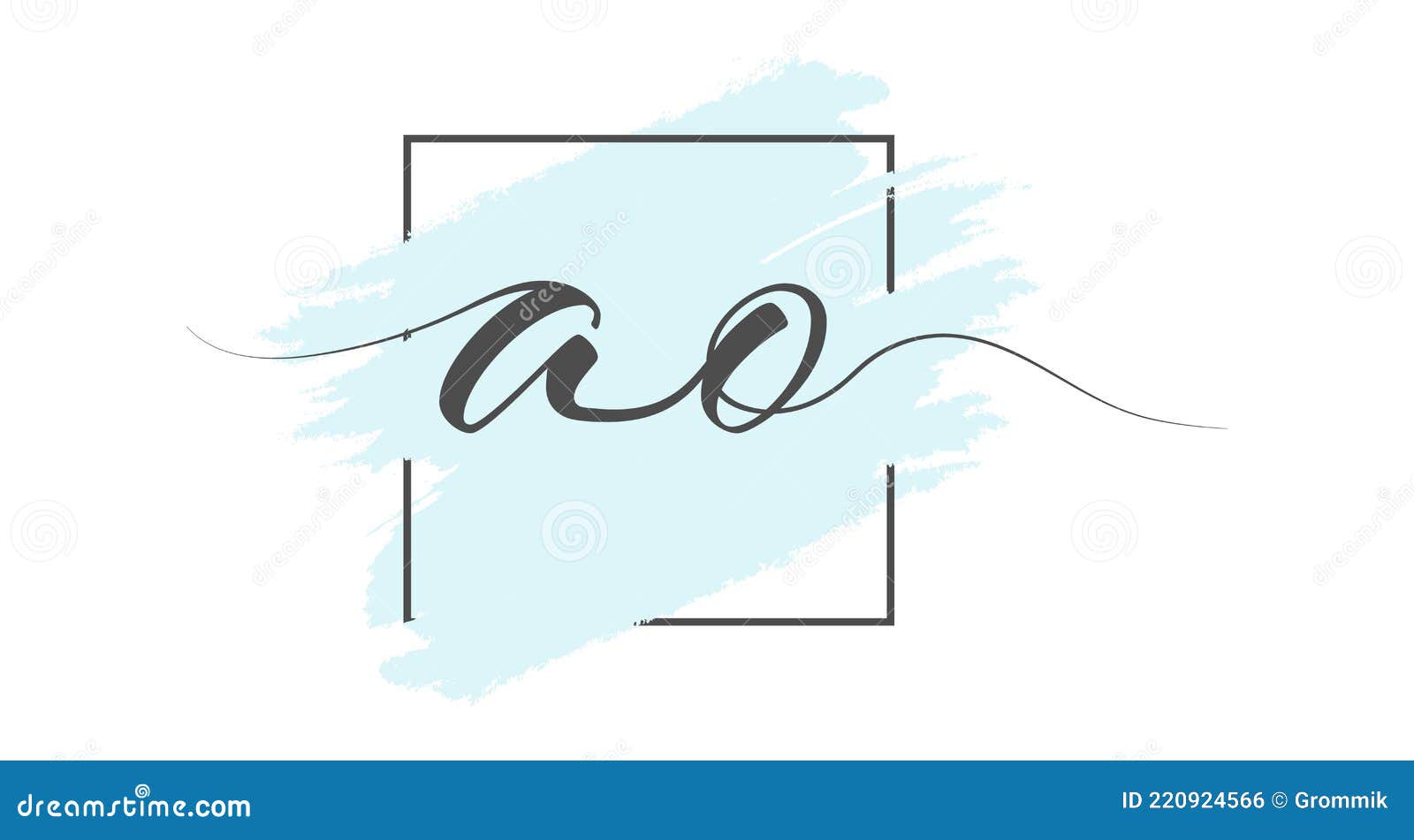 Calligraphic Lowercase Letters AO on a Colored Background in a Frame ...