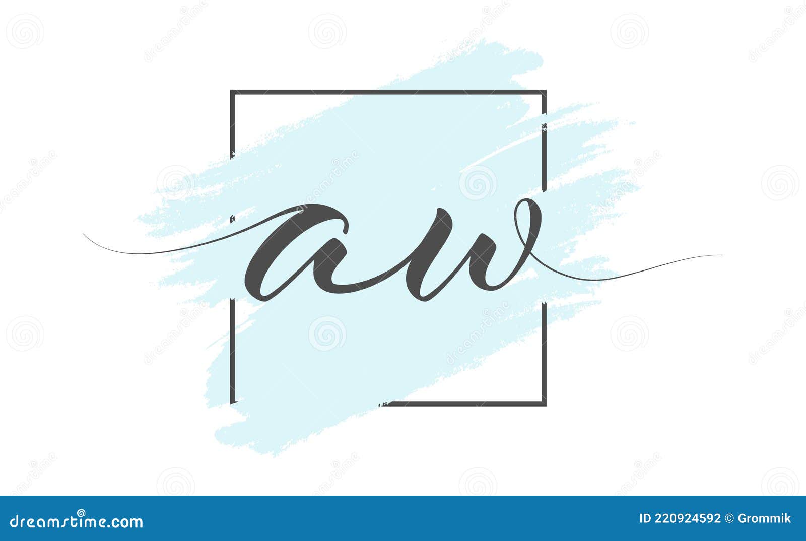 Calligraphic Lowercase Letters AW on a Colored Background in a Frame ...