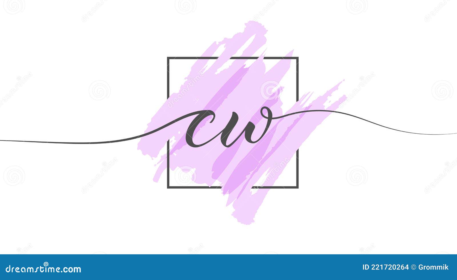 Calligraphic Lowercase Letters CW in a Single Line on a Colored ...