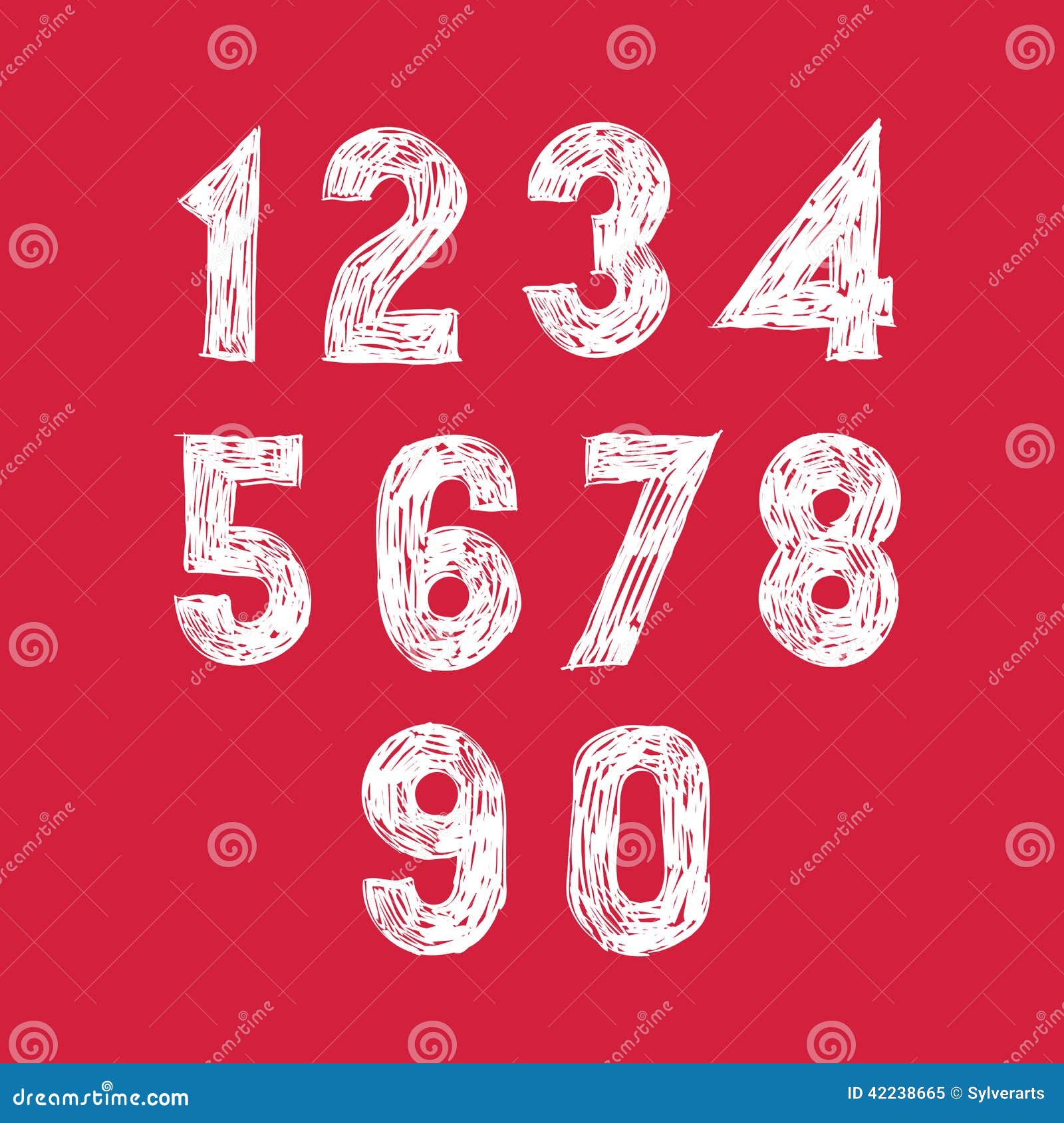 Calligraphic numbers. stock vector. Illustration of brush - 42238665