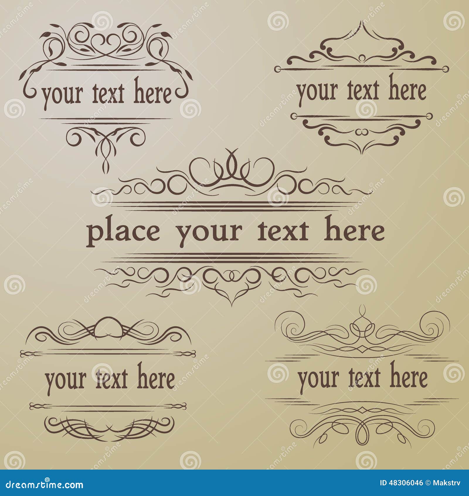 Calligraphic Old Elements Vintage Decor. Stock Vector - Illustration of ...