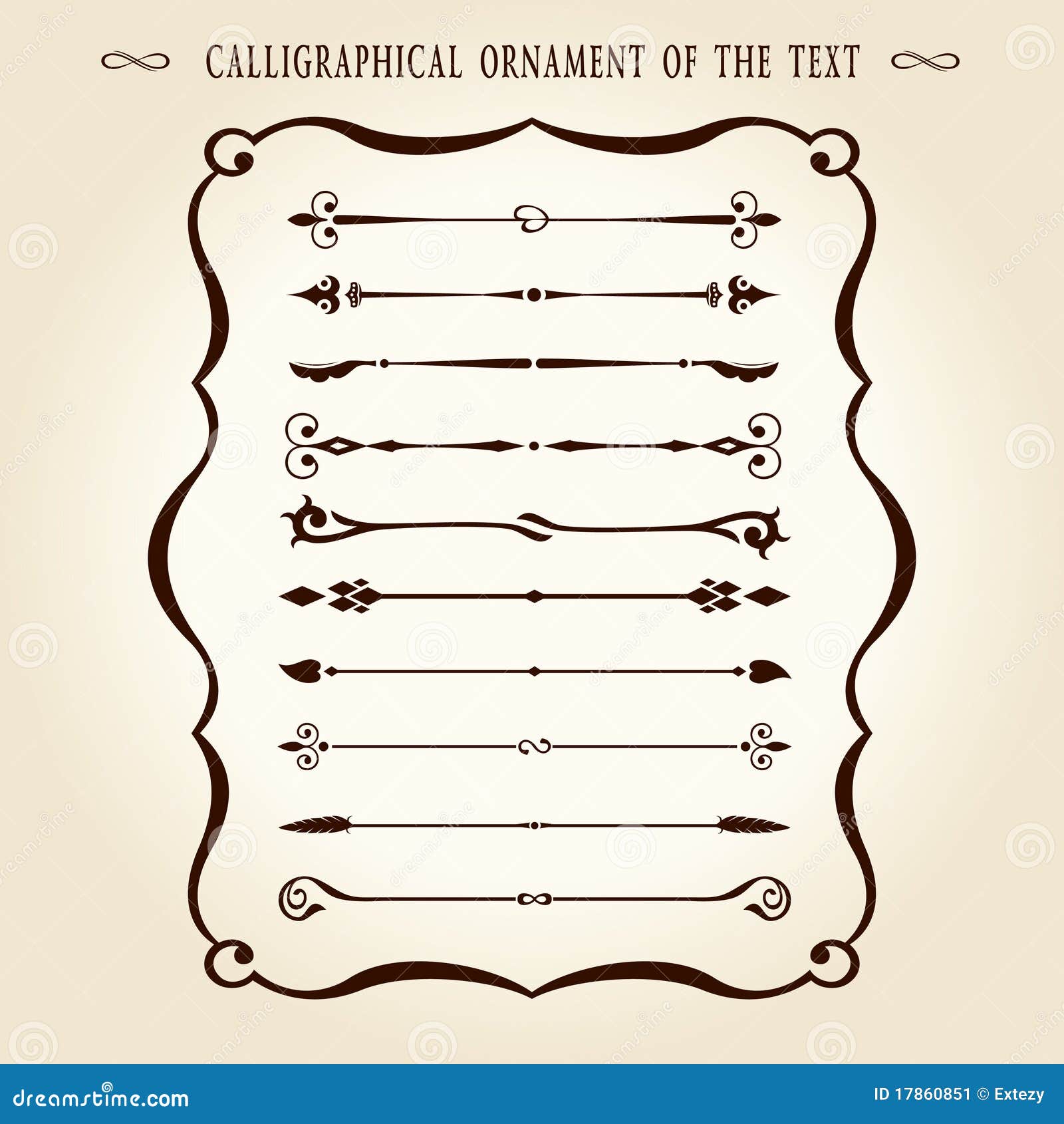 Calligraphic Ornament Elements Vintage Text Stock Vector - Illustration ...