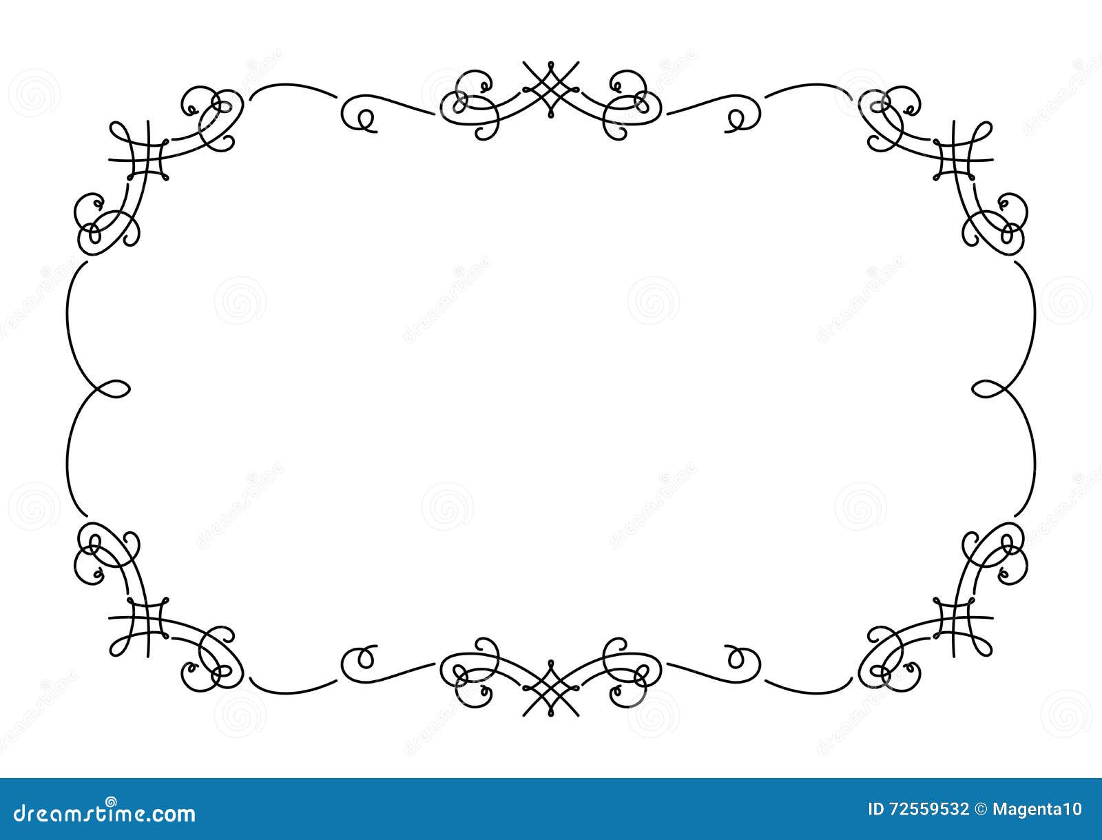 Calligraphic Rectangle Frame in Retro Style Stock Vector - Illustration ...