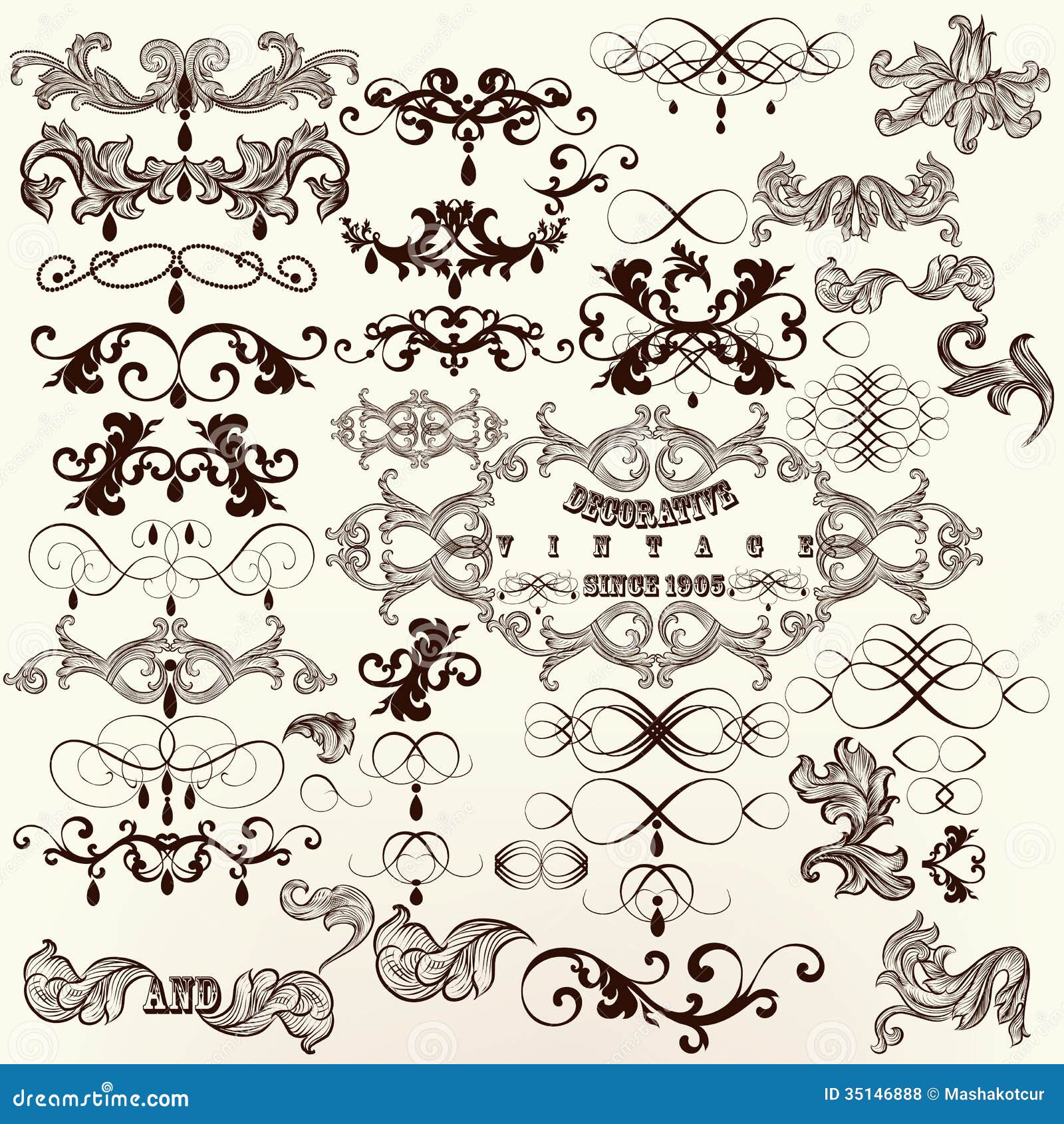 Calligraphic Set of Vintage Vector Decorative Elements Stock Vector ...