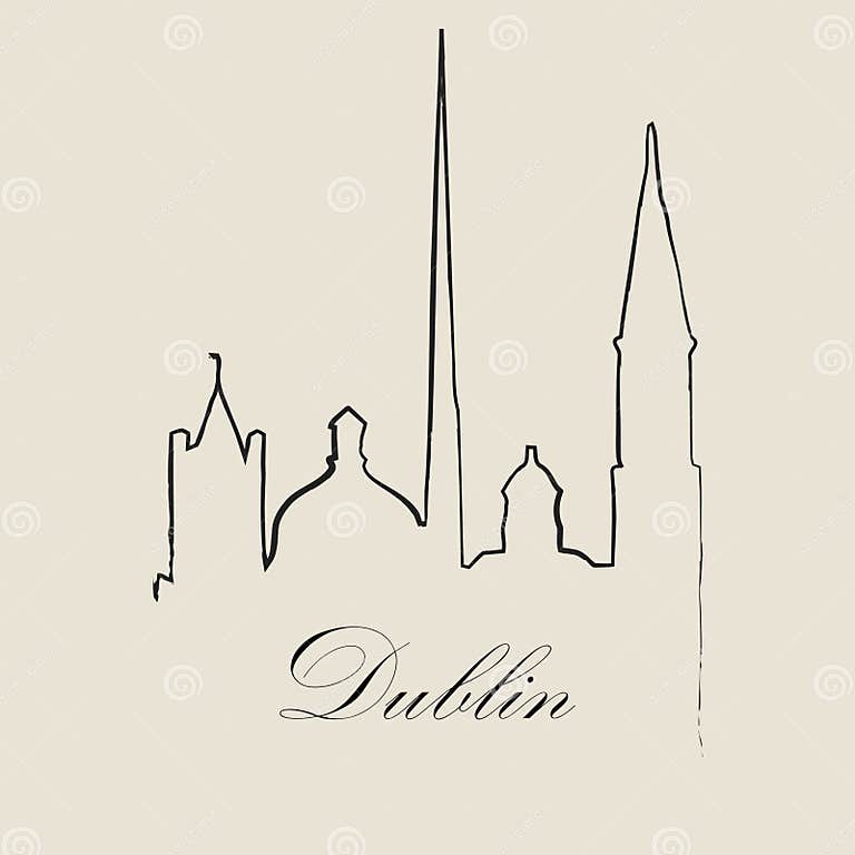 Calligraphic Skyline of Dublin Vector Illustration Stock Vector ...
