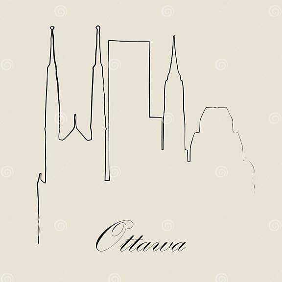 Calligraphic Skyline of Ottawa Vector Illustration Stock Vector ...