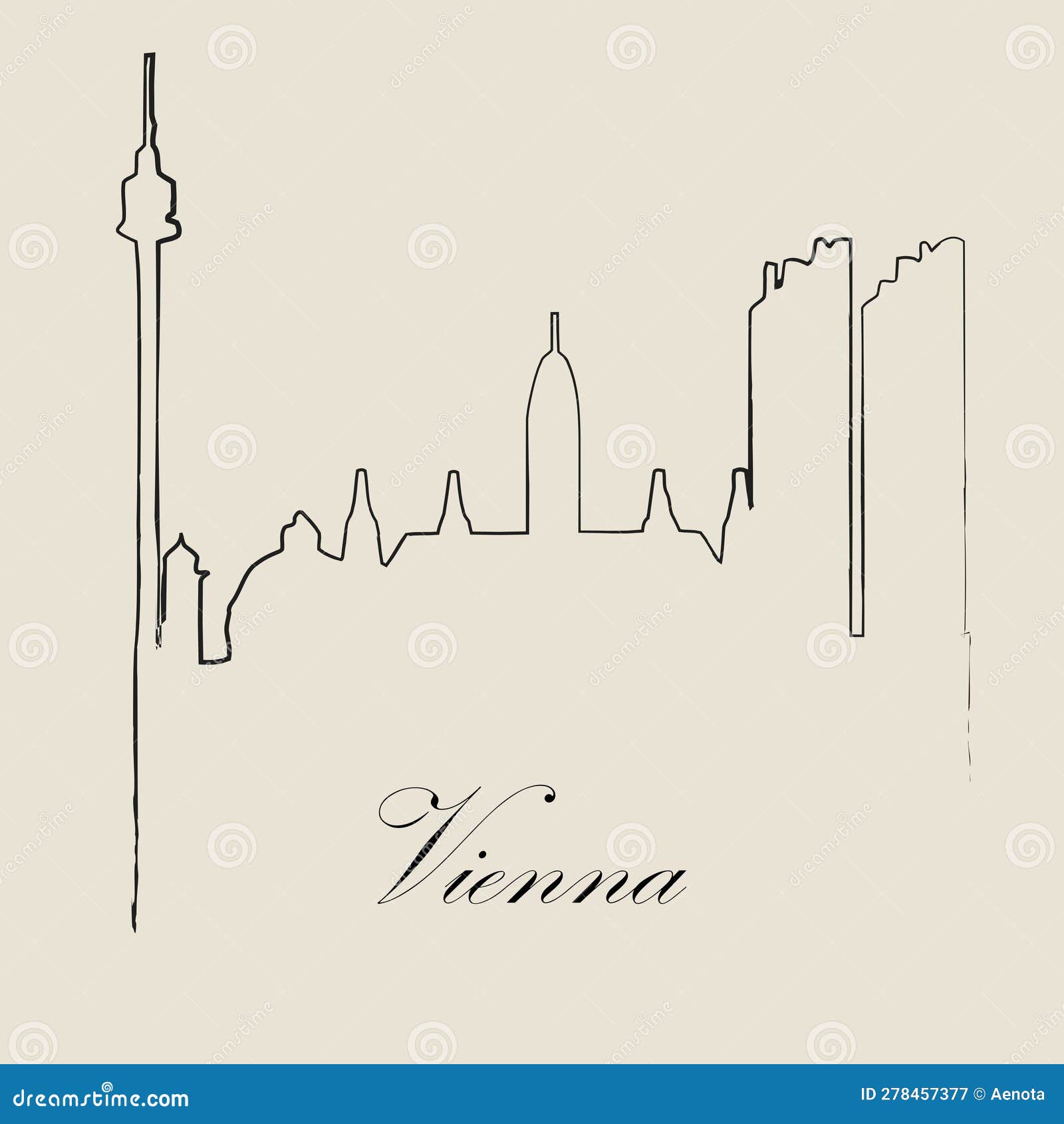 Calligraphic Skyline of Vienna Vector Illustration Stock Vector ...