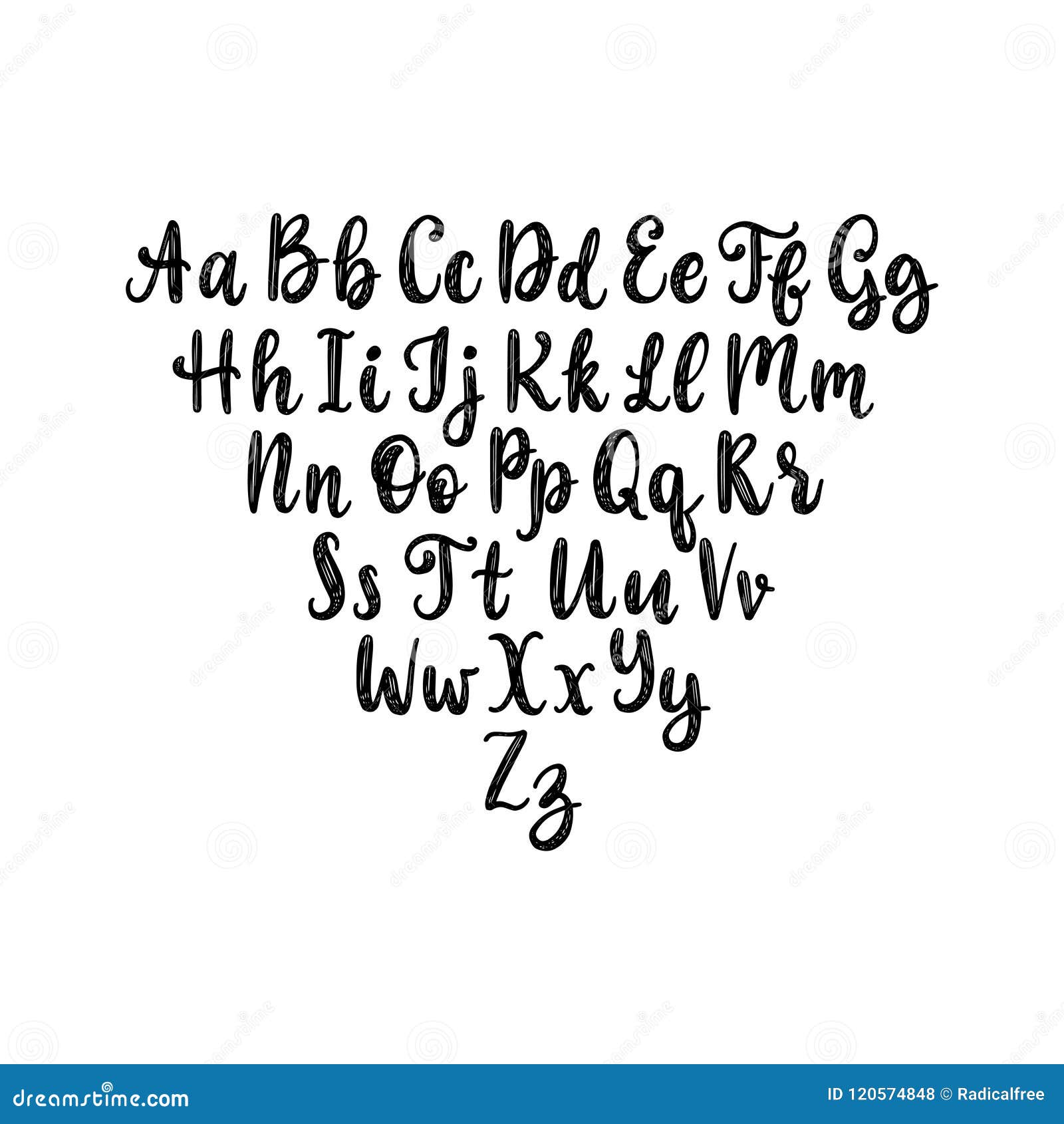 Calligraphic Straight Font Letters on White Background.Vector Hand ...