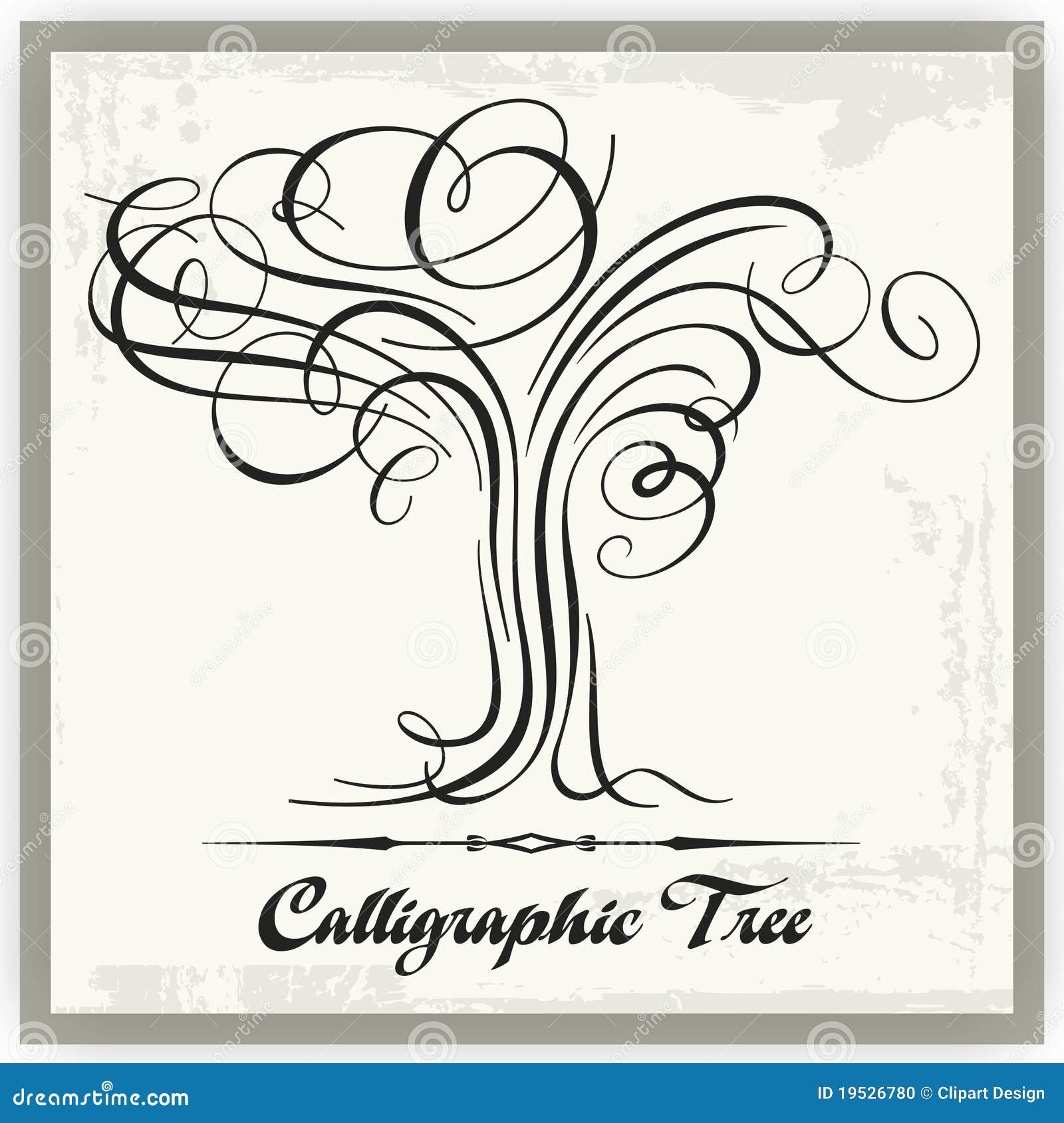 Calligraphic Tree stock vector. Illustration of gardening - 19526780
