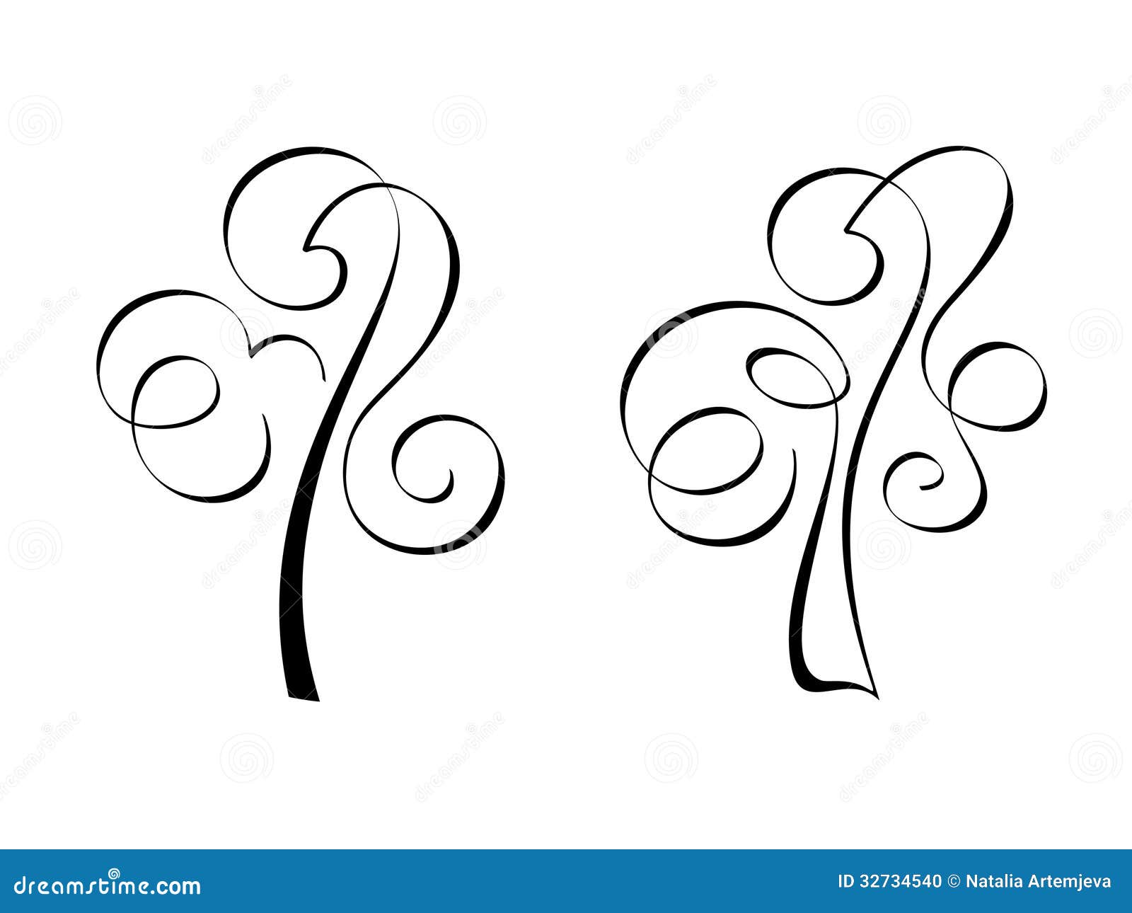 Calligraphic trees stock vector. Illustration of painting - 32734540
