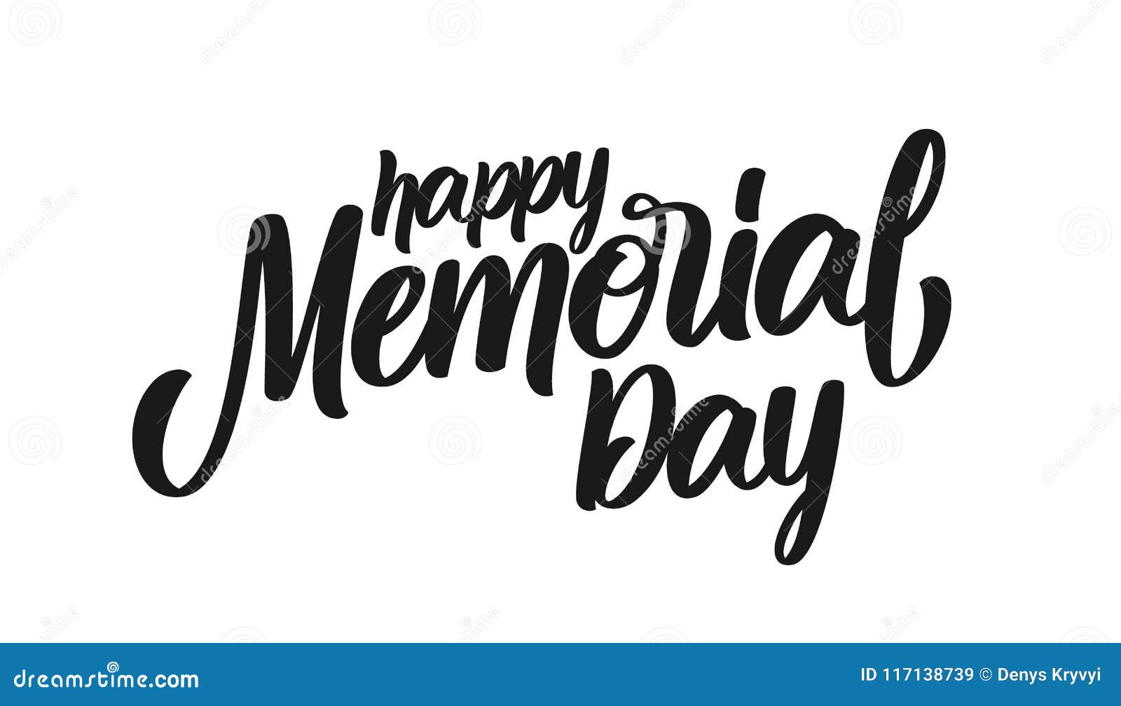 Calligraphic Type Lettering Composition of Happy Memorial Day on White ...