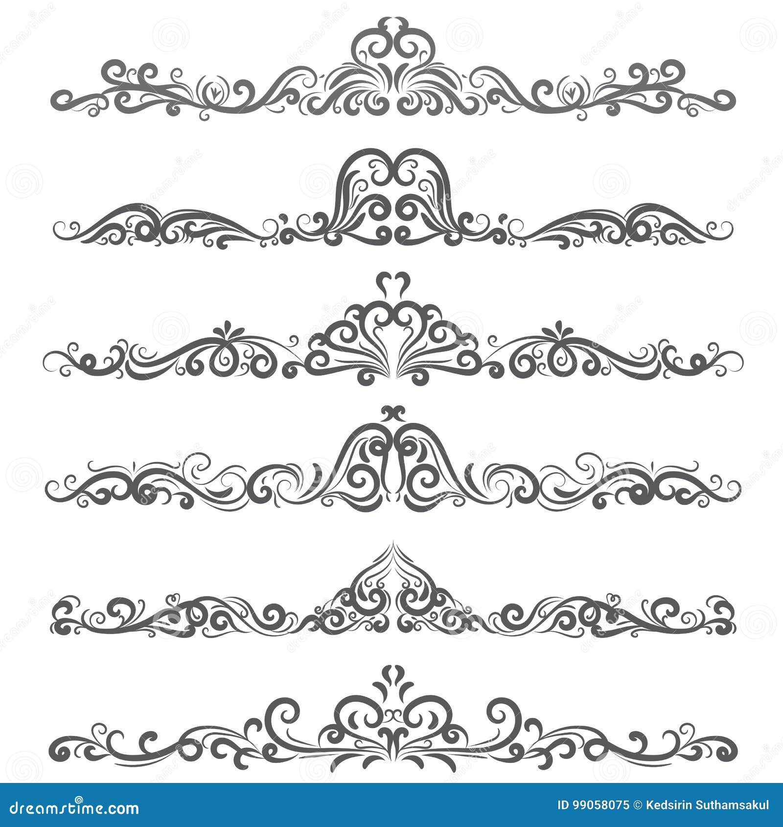 Calligraphic Vector of Border Design Elements Stock Vector ...