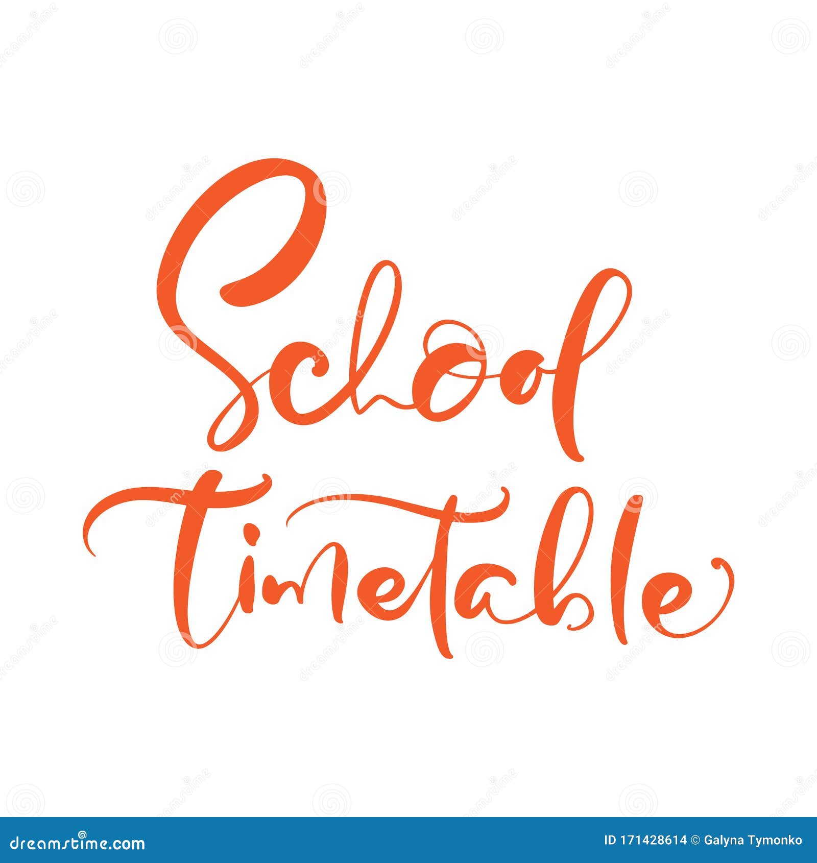 Calligraphic Vector Text School Timetable for the Student on White ...