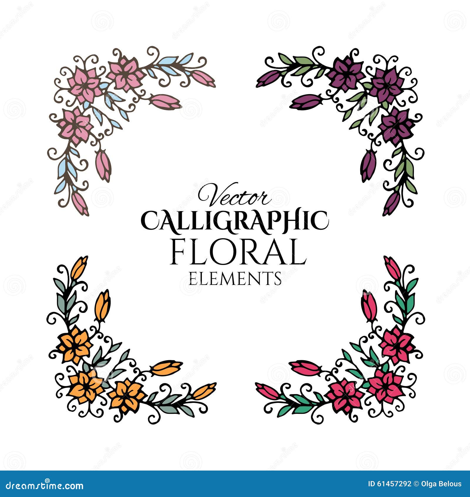 Calligraphic Vintage Frame with Flowers Stock Vector - Illustration of ...