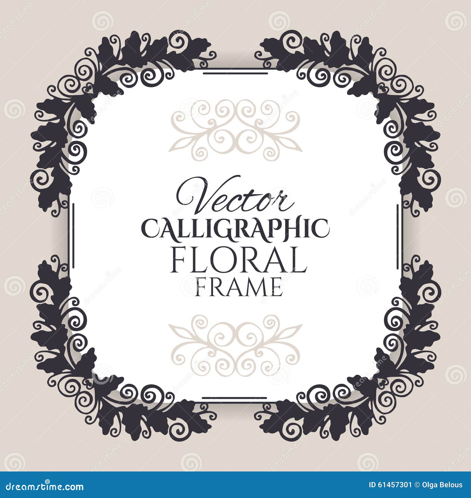 Calligraphic Vintage Frame with Flowers Stock Vector - Illustration of ...