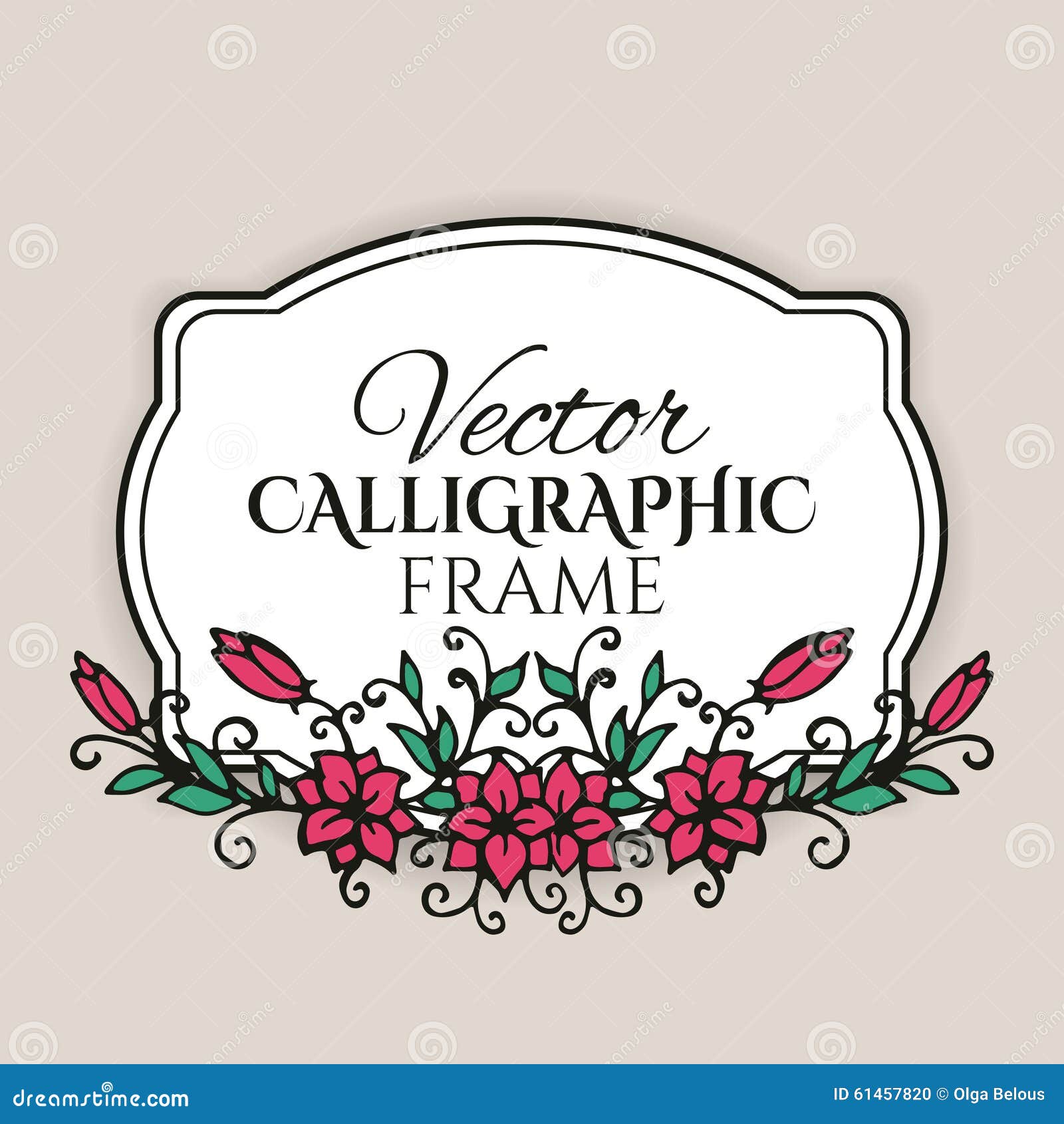 Calligraphic Vintage Frame with Flowers Stock Vector - Illustration of ...