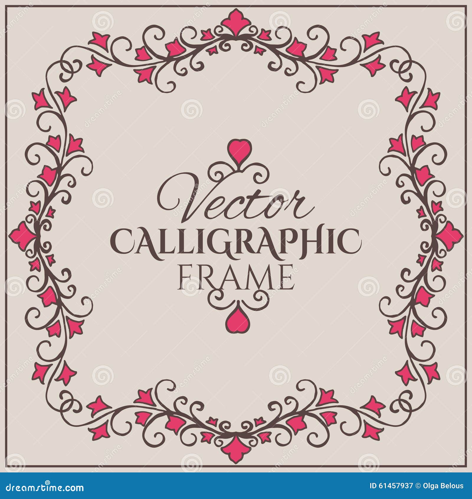 Calligraphic Vintage Frame with Flowers Stock Vector - Illustration of ...