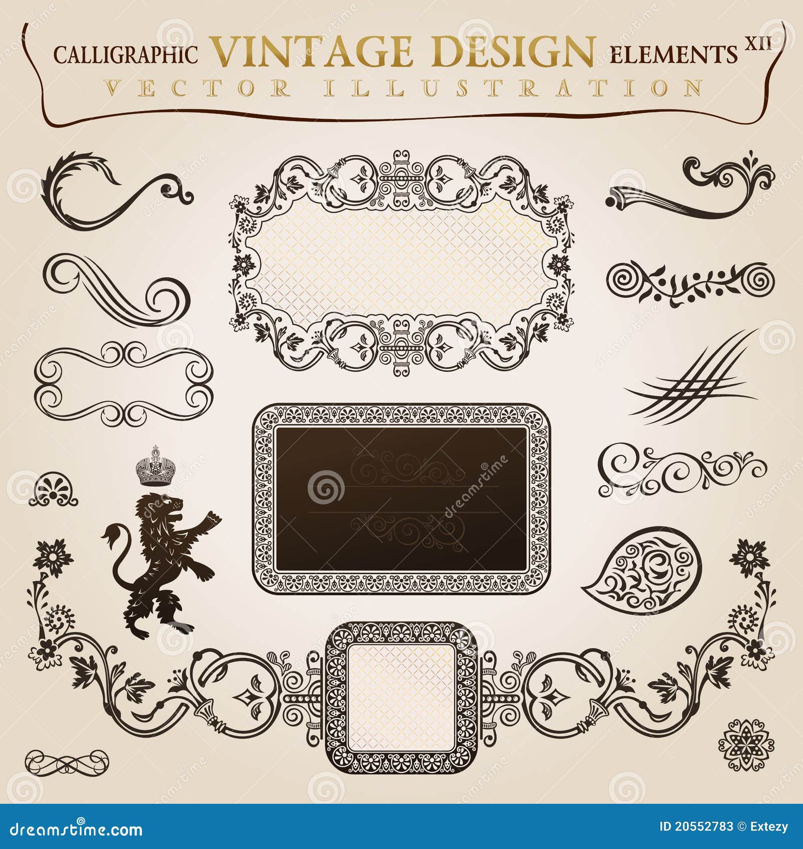 Calligraphic Vintage Heraldic. Vector Frame Stock Vector - Illustration ...