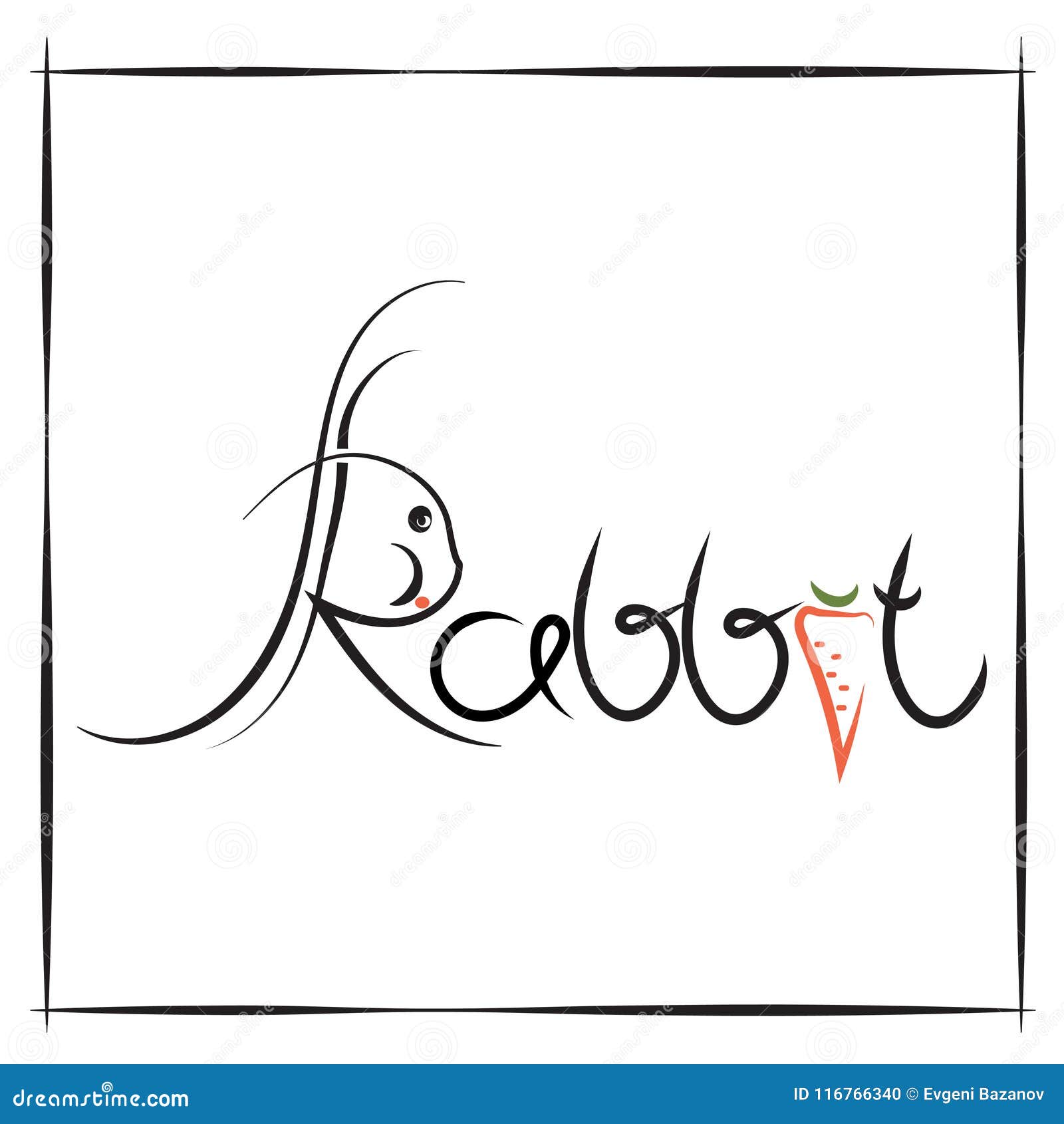 Calligraphic Writing of the Word Rabbit. Stock Vector - Illustration of ...