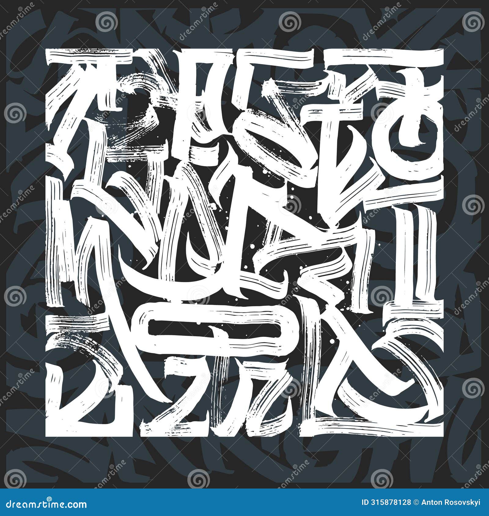 Calligraphy Abstract Graffiti Lettering, Grunge Gothic Design ...