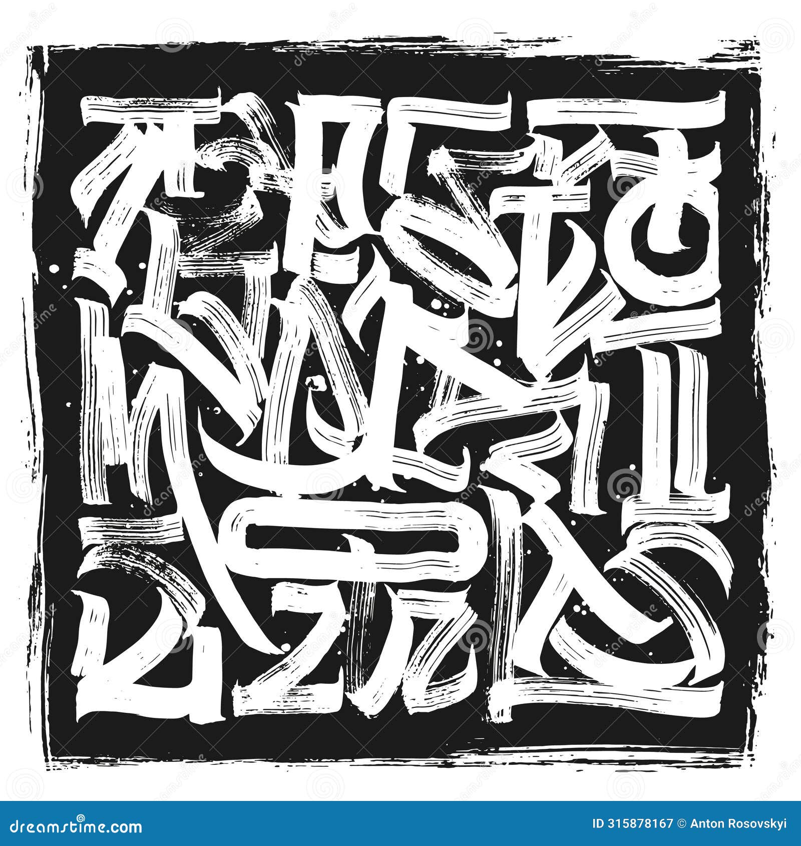 Calligraphy Abstract Graffiti Lettering, Grunge Design Composition ...