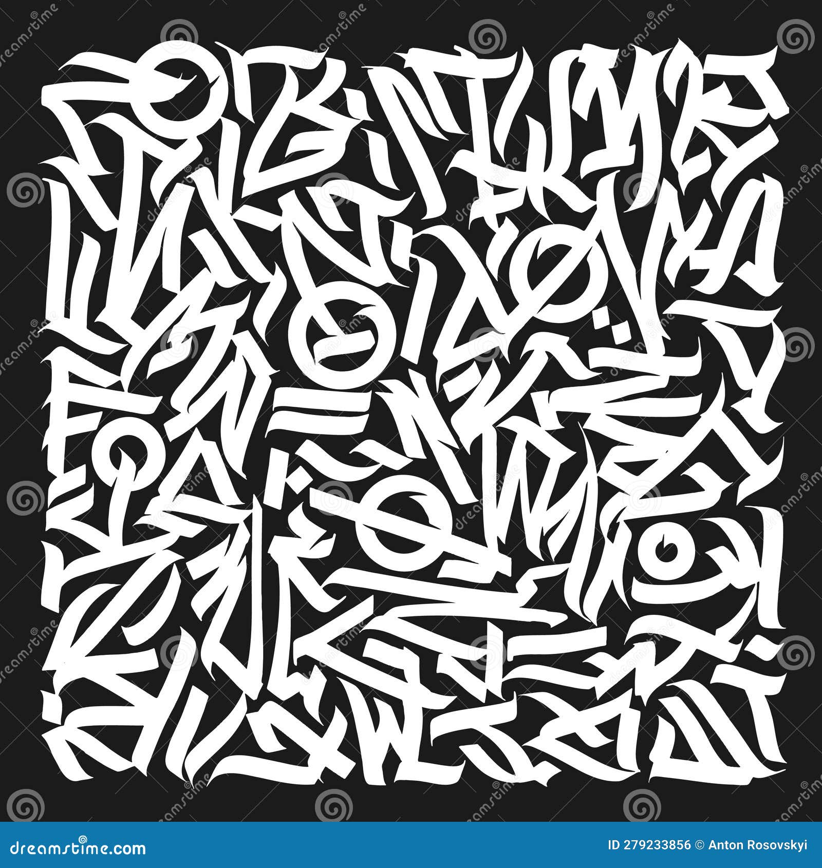 Calligraphy Abstract Graffiti Lettering, Grunge Gothic Design ...