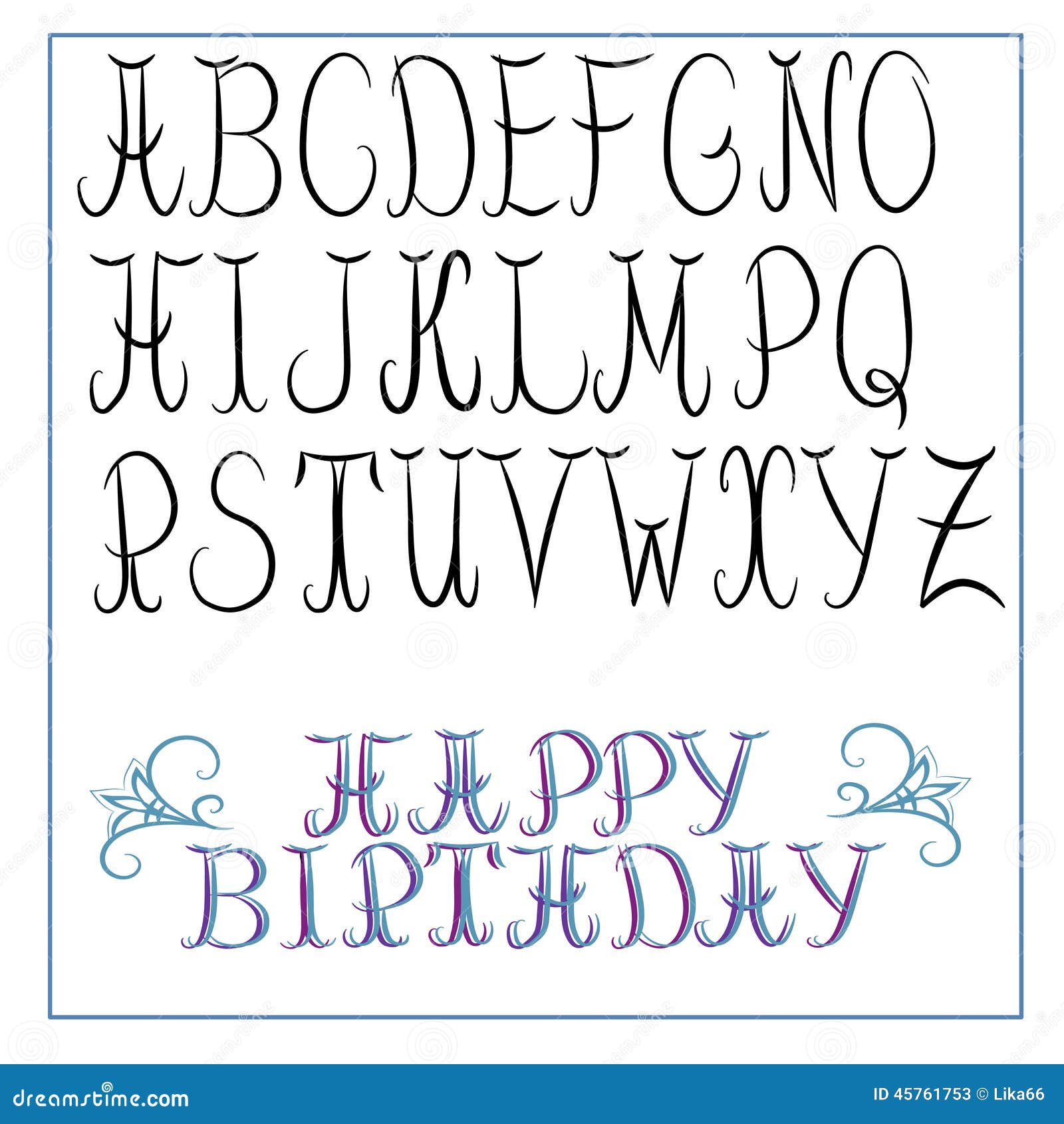 Calligraphy alphabet stock vector. Illustration of calligraphy - 45761753