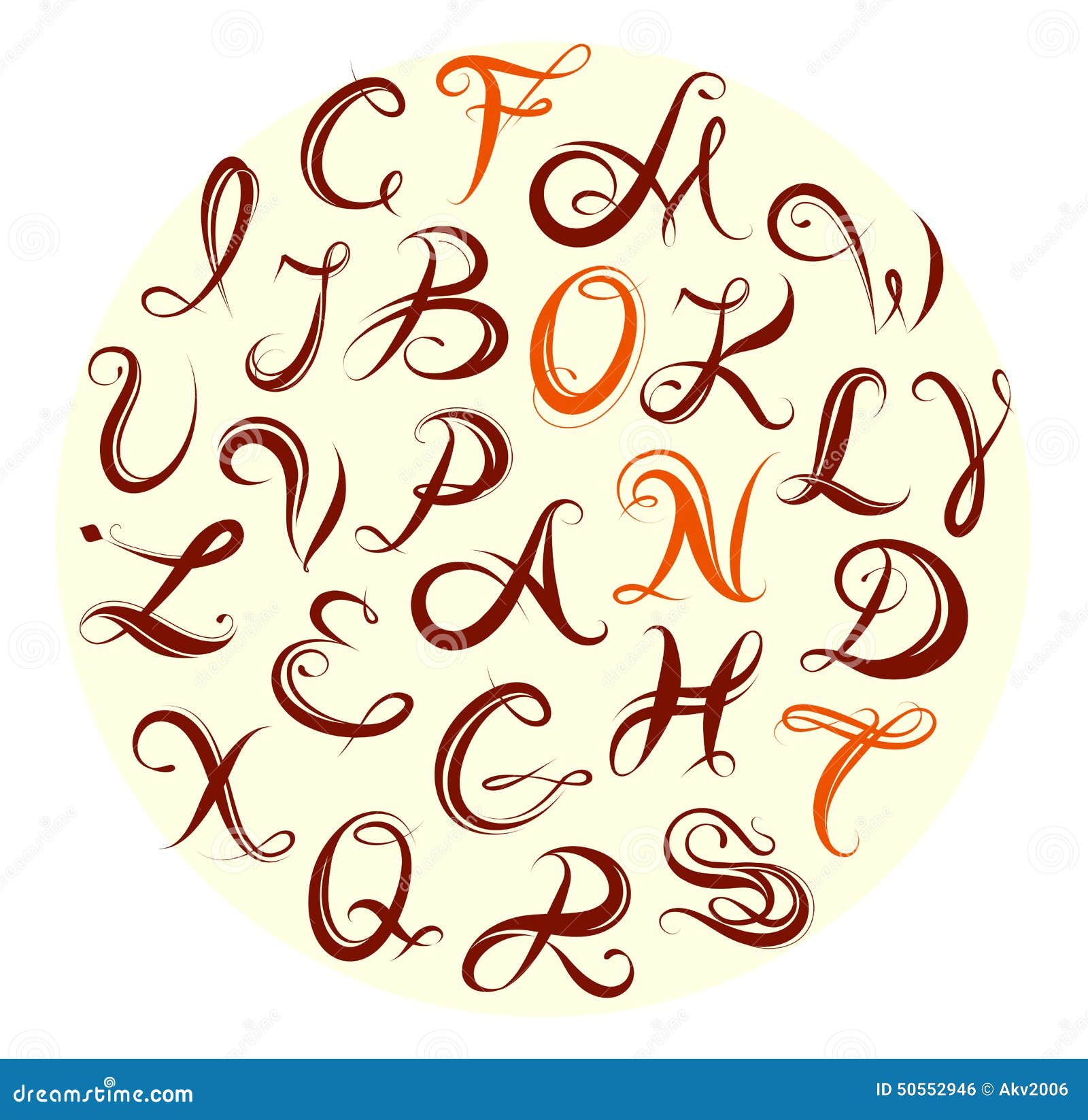 Calligraphy alphabet set stock vector. Illustration of hand - 50552946