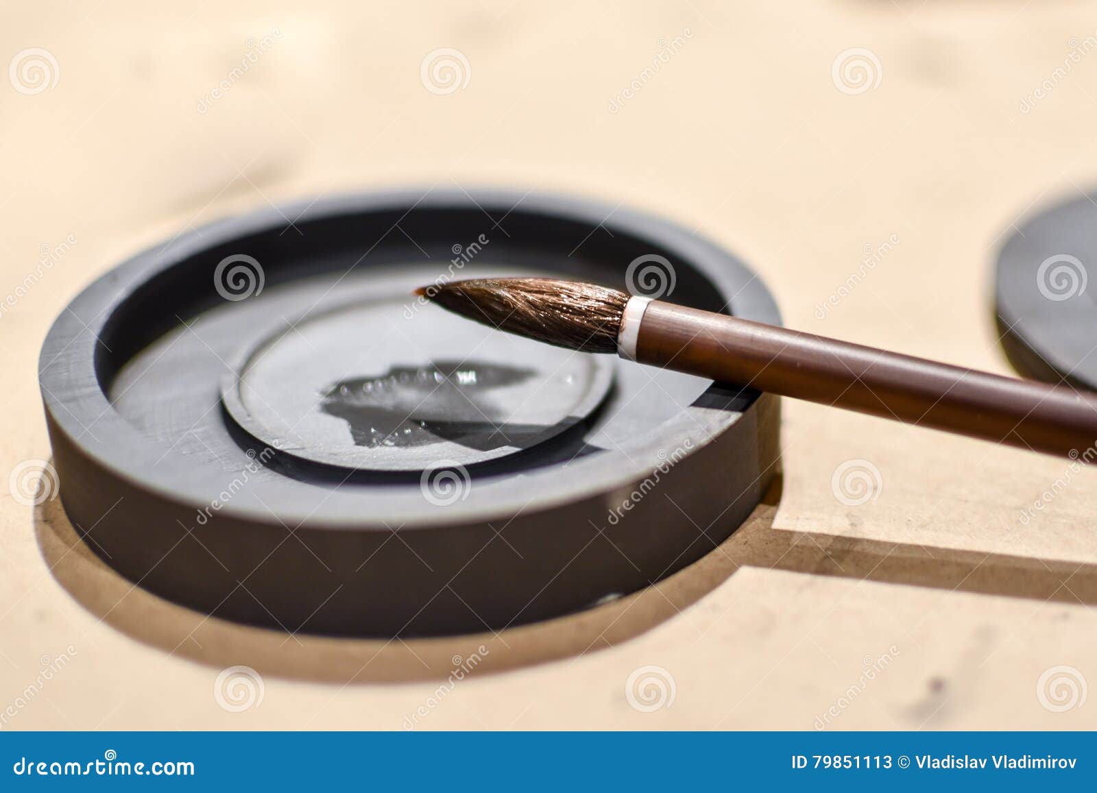 Calligraphy brush stock image. Image of calligraphy, bowl - 79851113