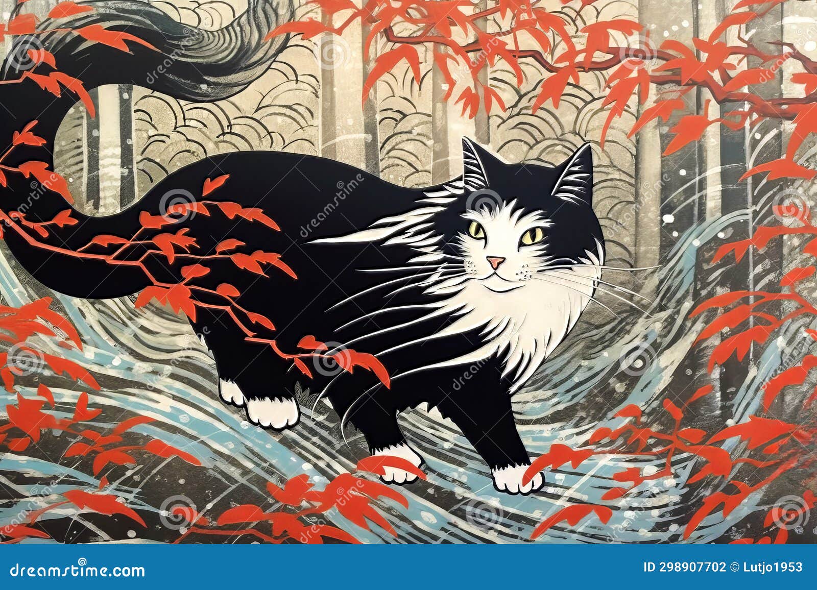 Calligraphy Cat Illustration. Generated Image. Stock Illustration ...