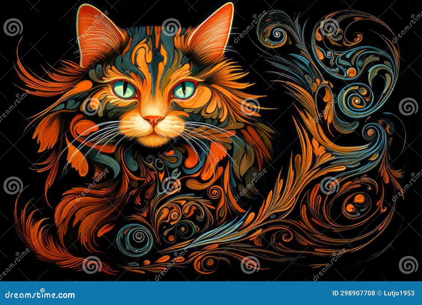 Calligraphy Cat Illustration. Generated Image. Stock Illustration ...