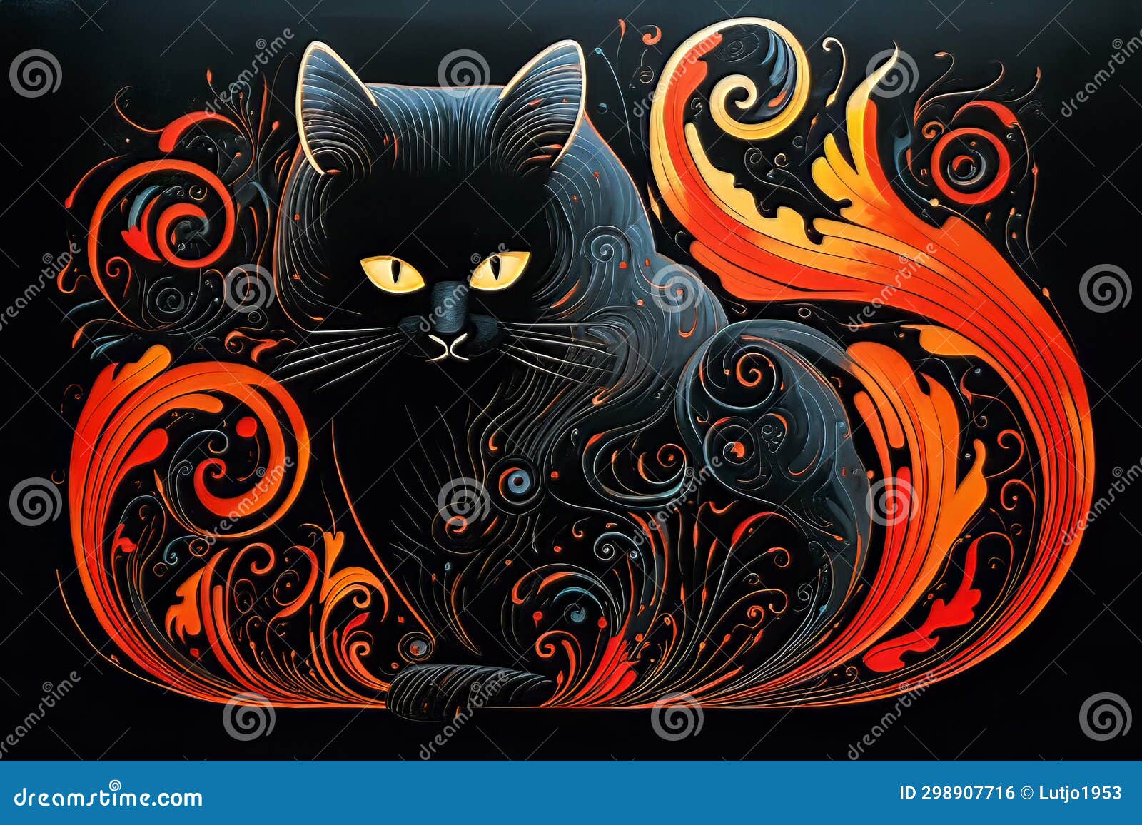 Calligraphy Cat Illustration. Generated Image. Stock Illustration ...