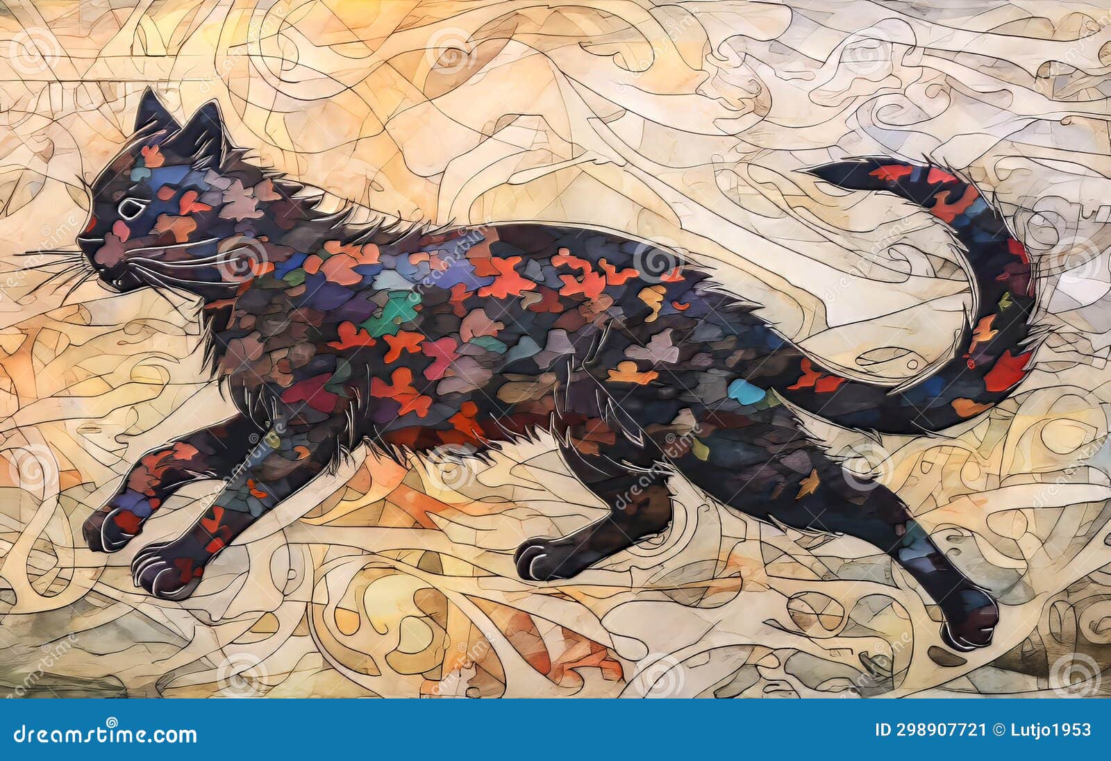 Calligraphy Cat Illustration. Generated Image. Stock Illustration ...