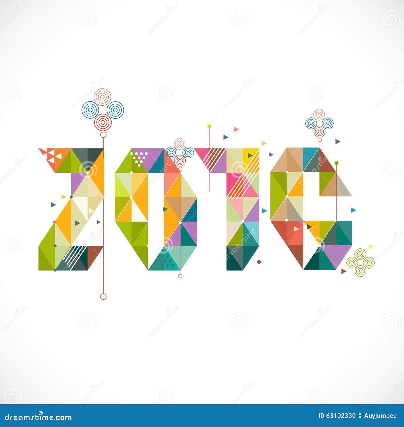 2016 Calligraphy with Colorful Geometric Pattern Decoration Stock ...