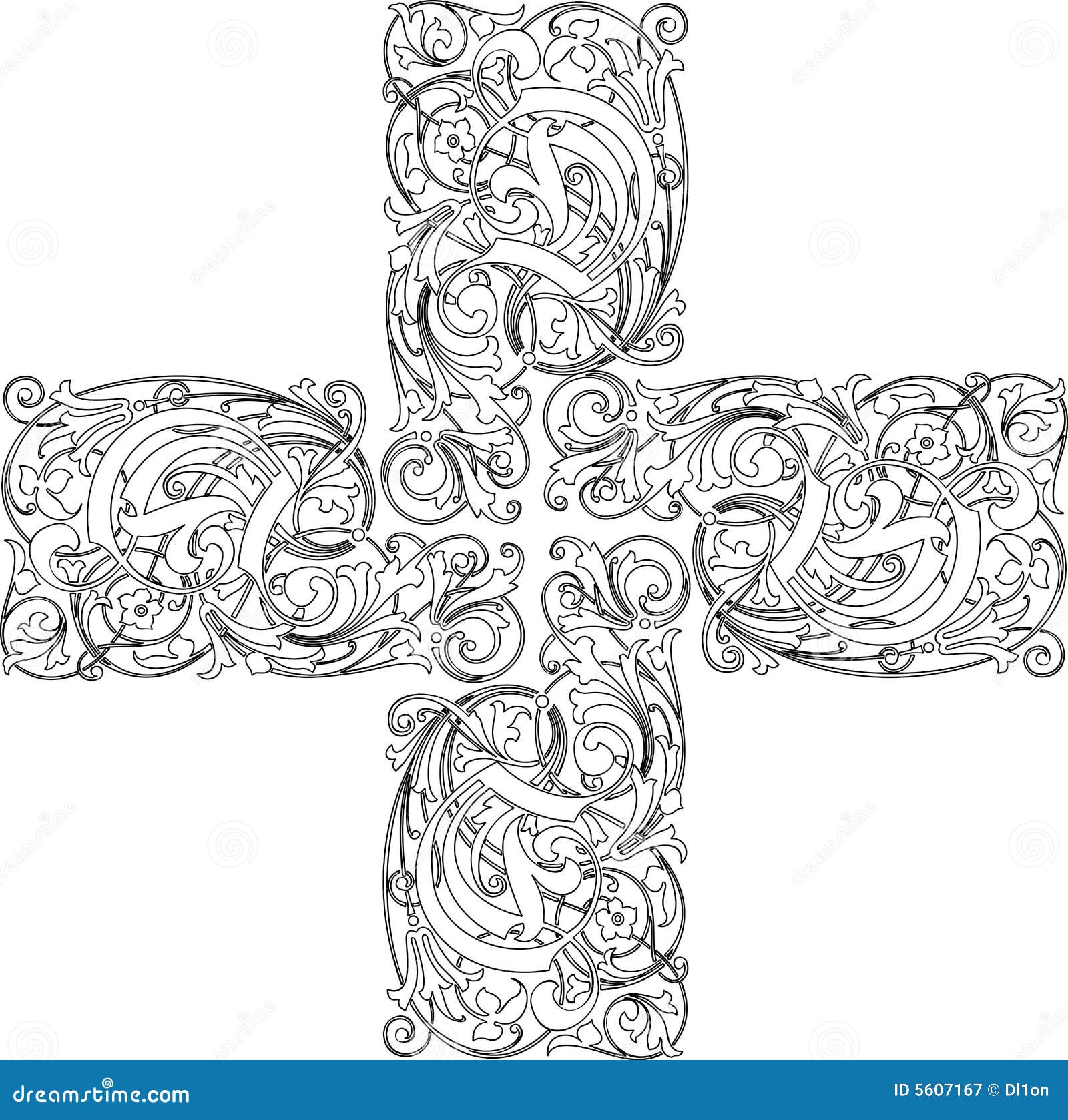 Calligraphy cross stock vector. Illustration of baroque - 5607167