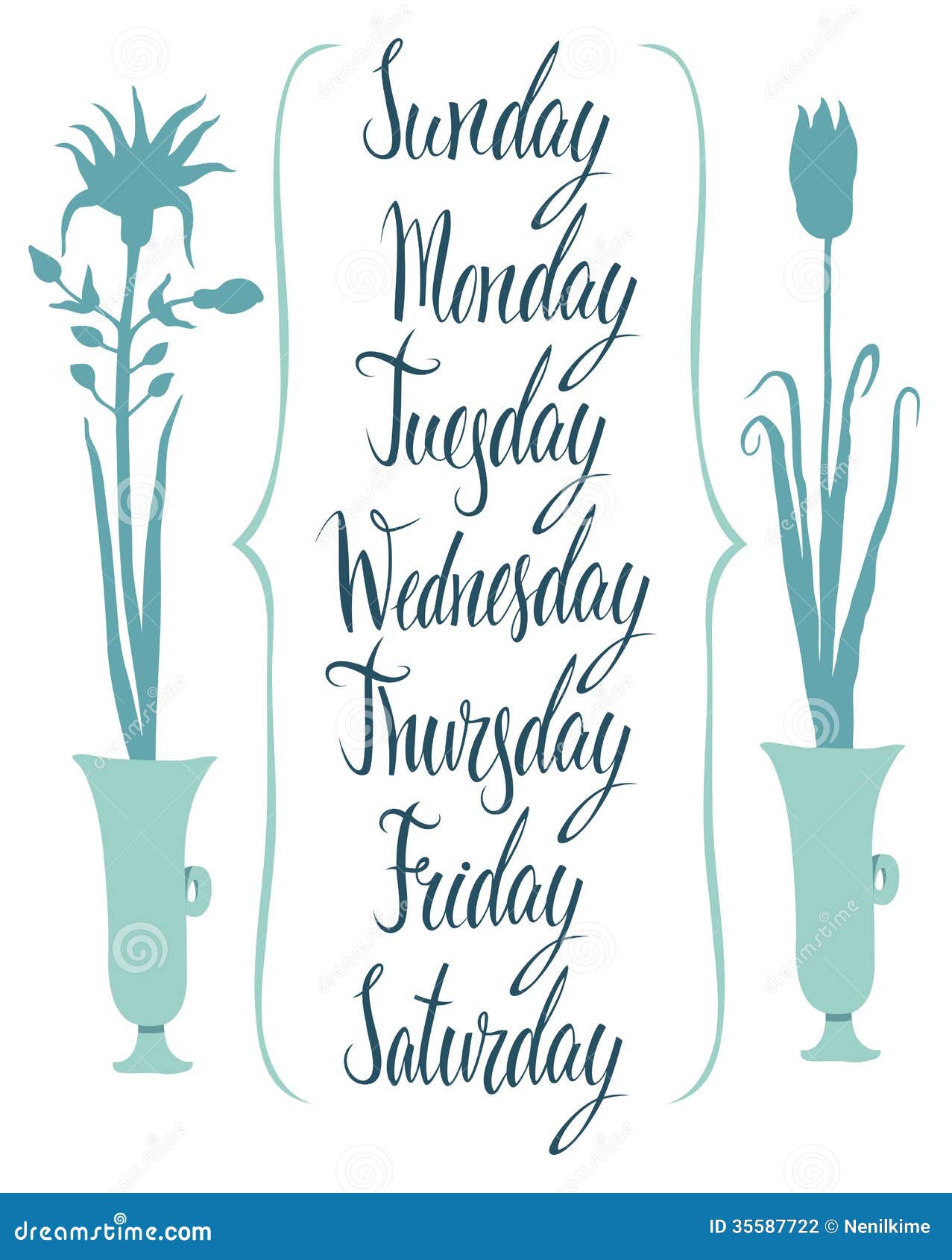 Calligraphy Days of the Week Stock Vector - Illustration of lettering ...