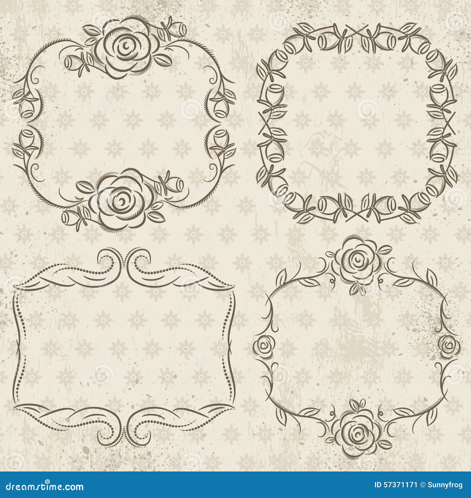 Calligraphy Decorative Borders with Roses, Vector Stock Vector ...