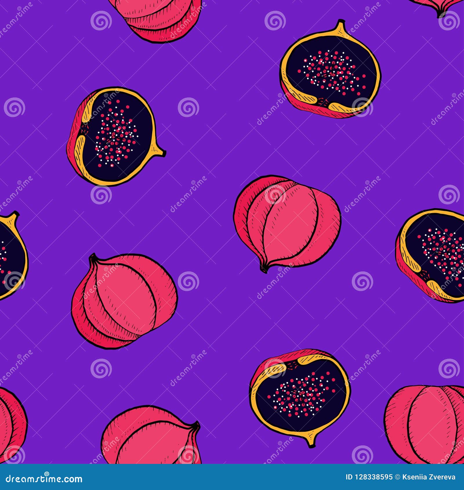 Calligraphy Fig Vector Seamless Vibrant Pattern Stock Vector ...