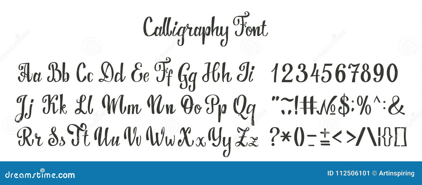 Calligraphy font set. stock vector. Illustration of numbers - 112506101