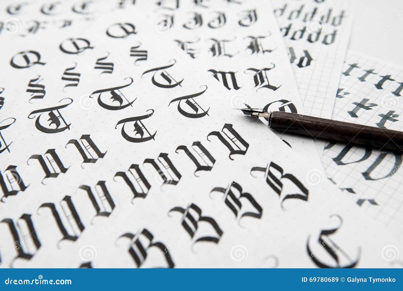 Calligraphy in Gothic Style, the Old Font Texture Stock Image - Image ...