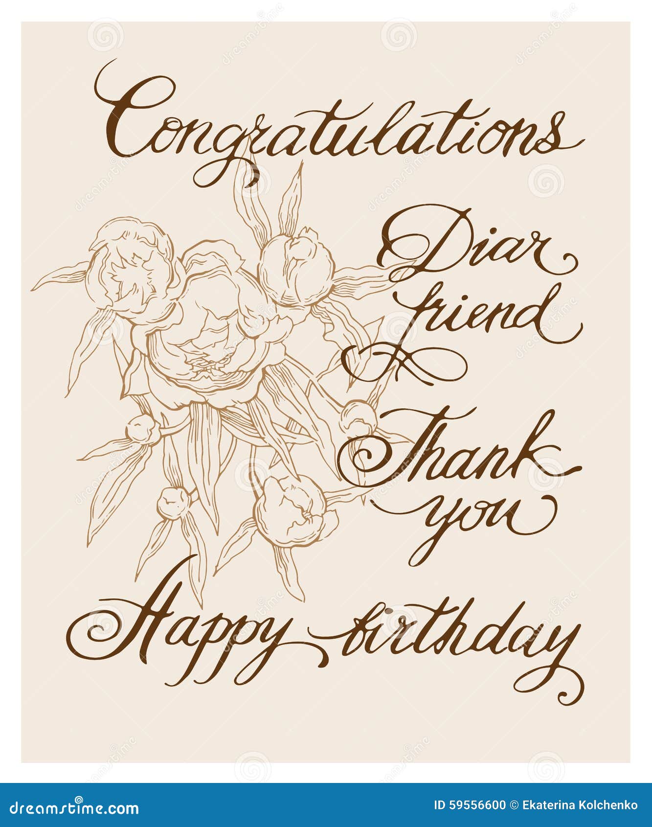 Calligraphy greeting card. stock vector. Illustration of invitation ...