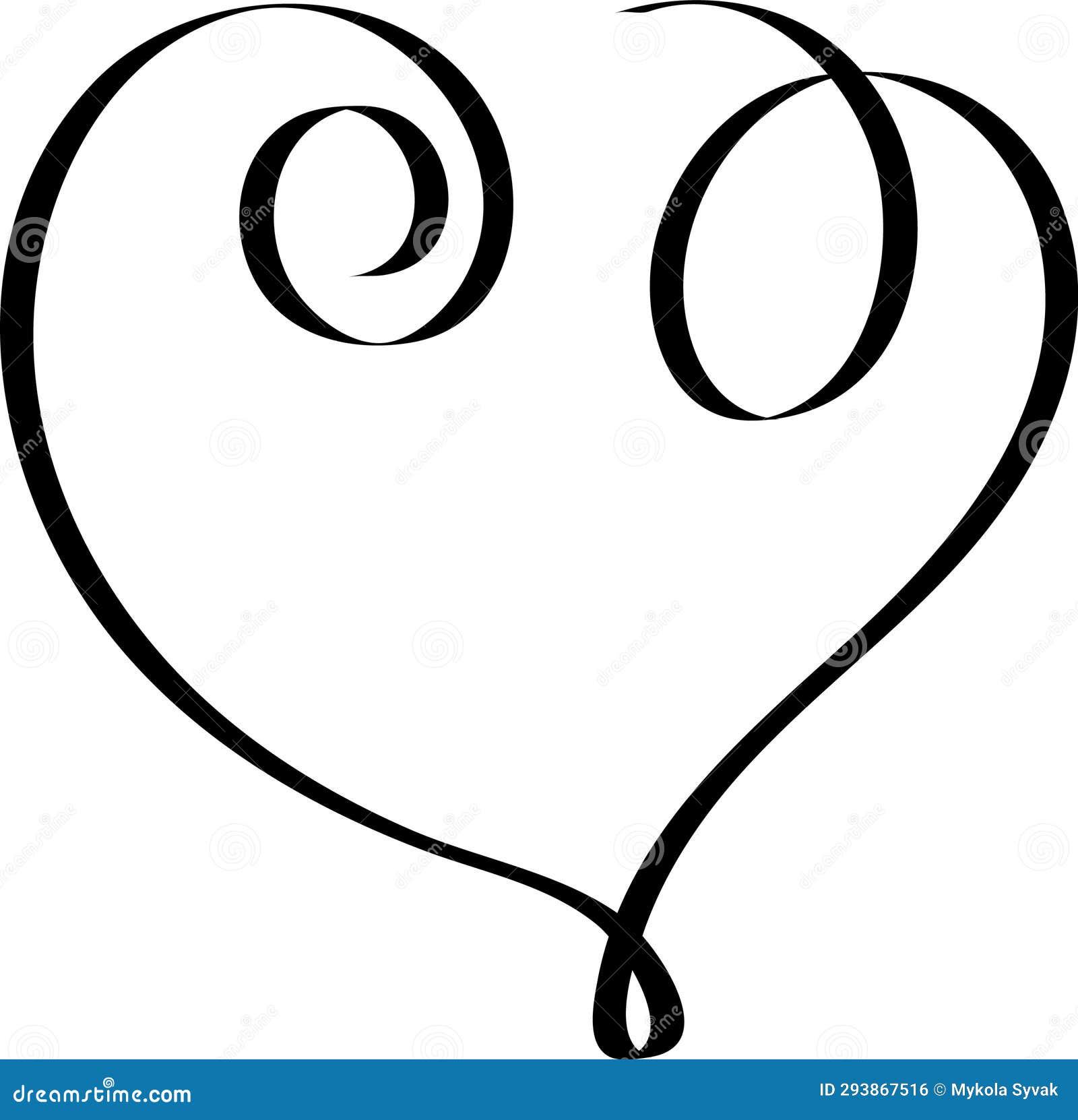 Calligraphy Heart Icon stock vector. Illustration of heart - 293867516