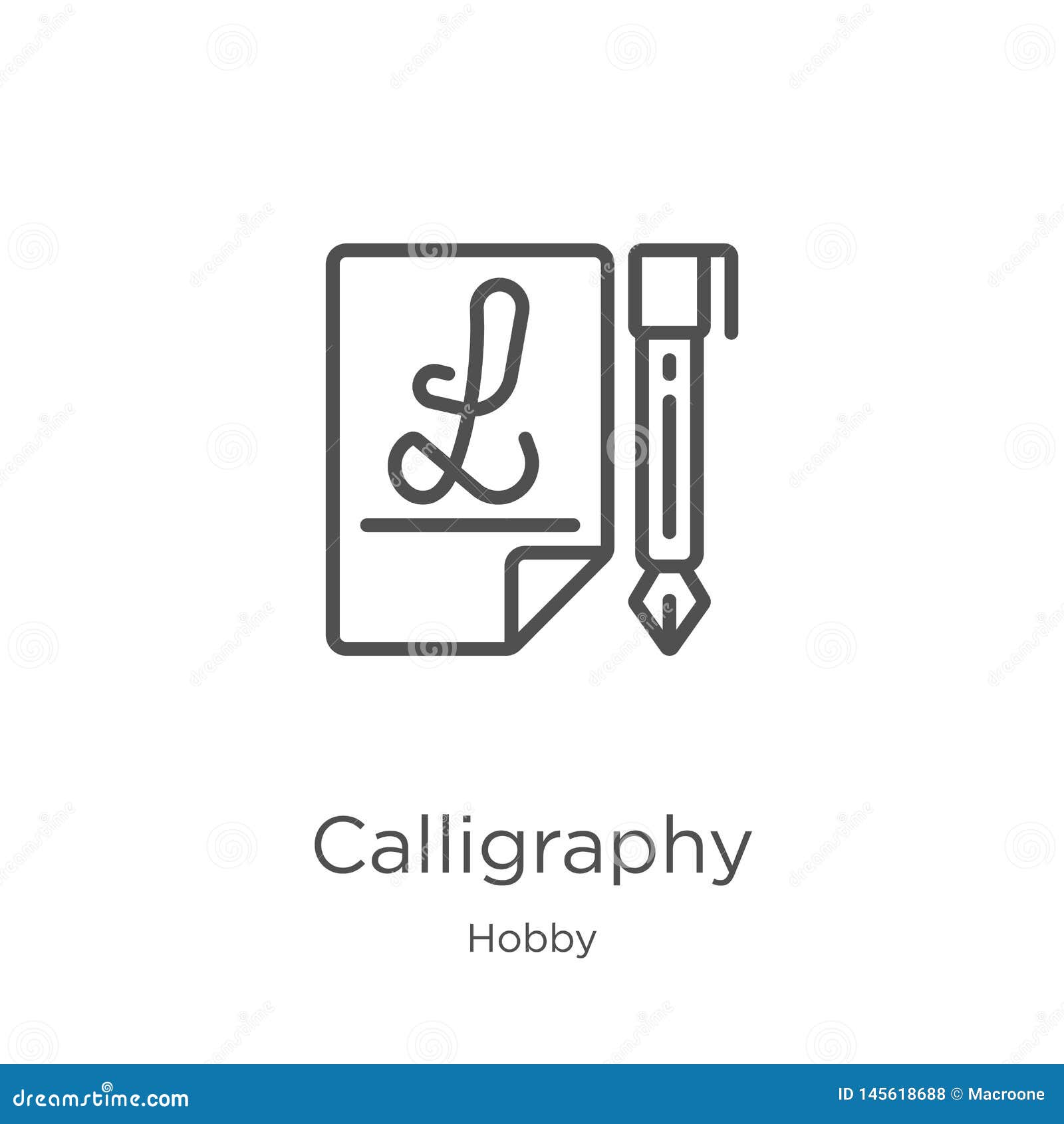 Calligraphy Icon Vector from Hobby Collection. Thin Line Calligraphy ...