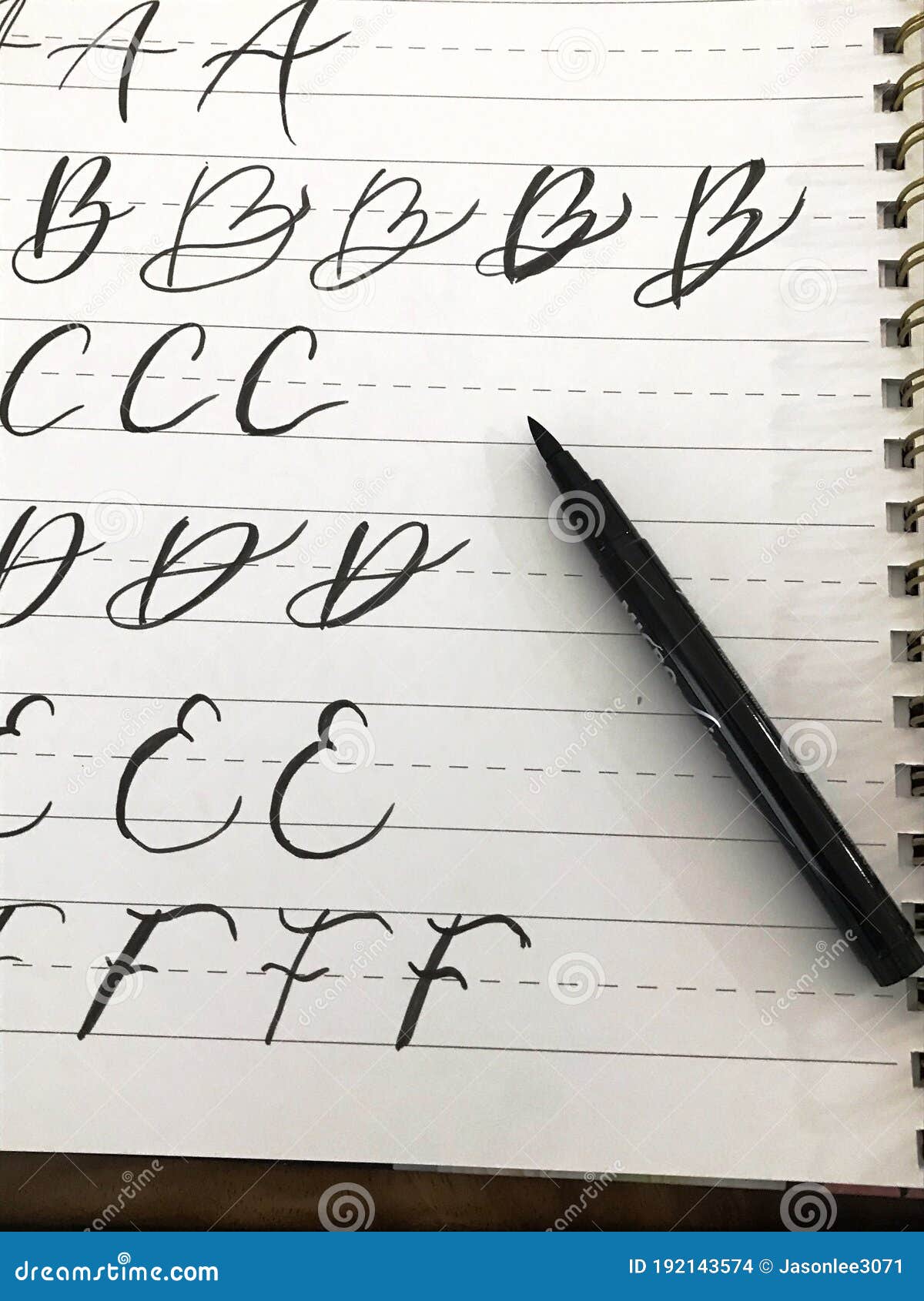 Calligraphy lesson stock photo. Image of book, alphabet - 192143574